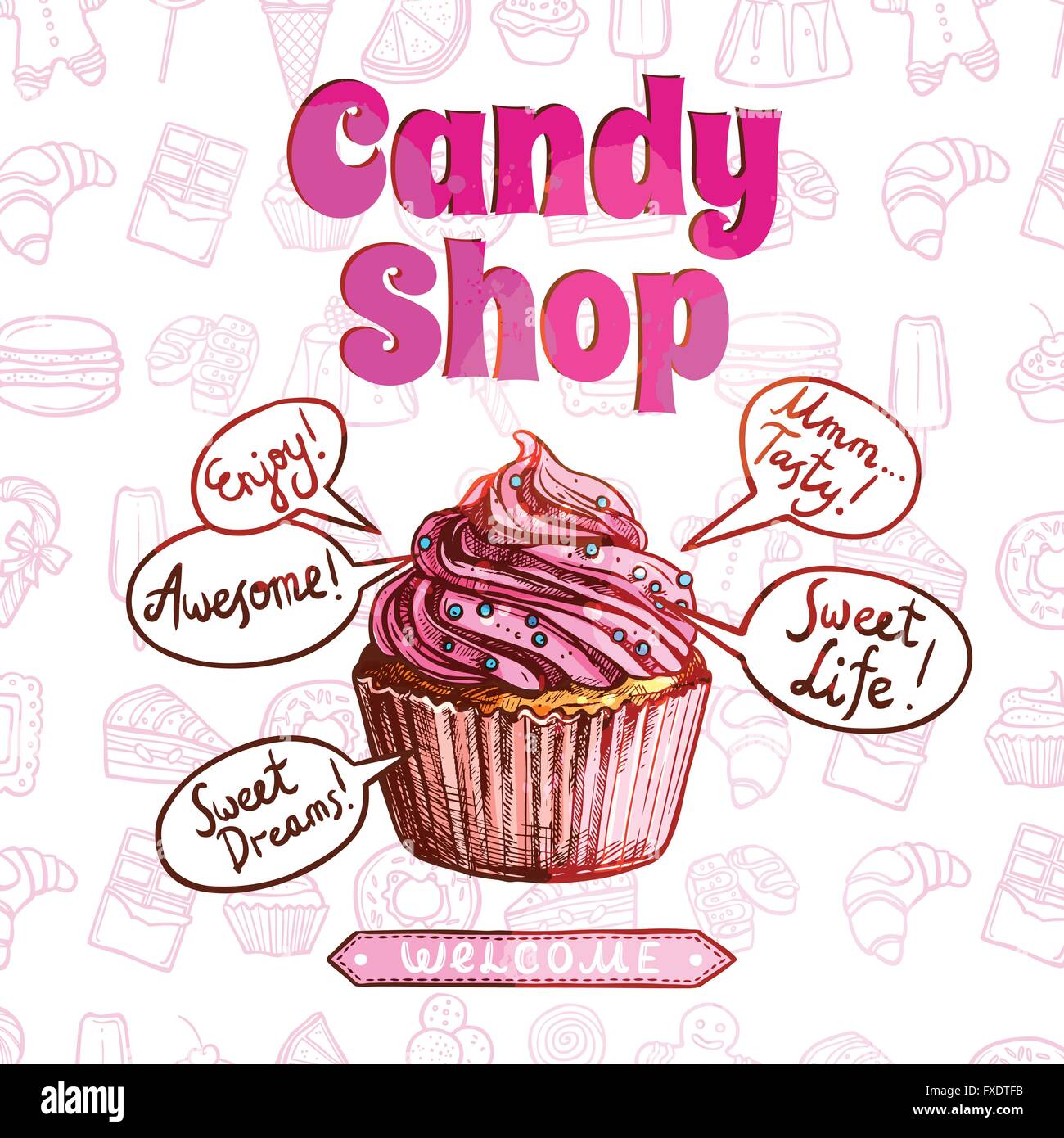 Candy Shop Poster Stock Vector Image & Art - Alamy