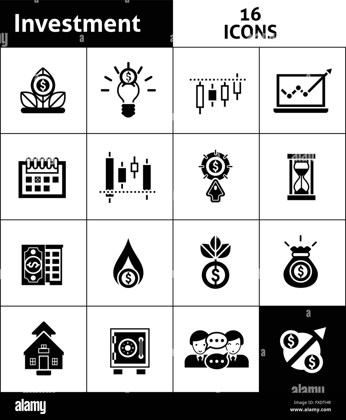 Investment Icons Black Stock Vector Image & Art - Alamy