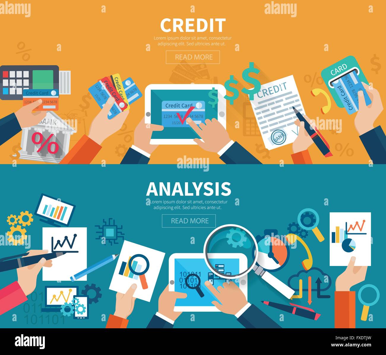 Credit Analysis Banner Set Stock Vector Image & Art - Alamy