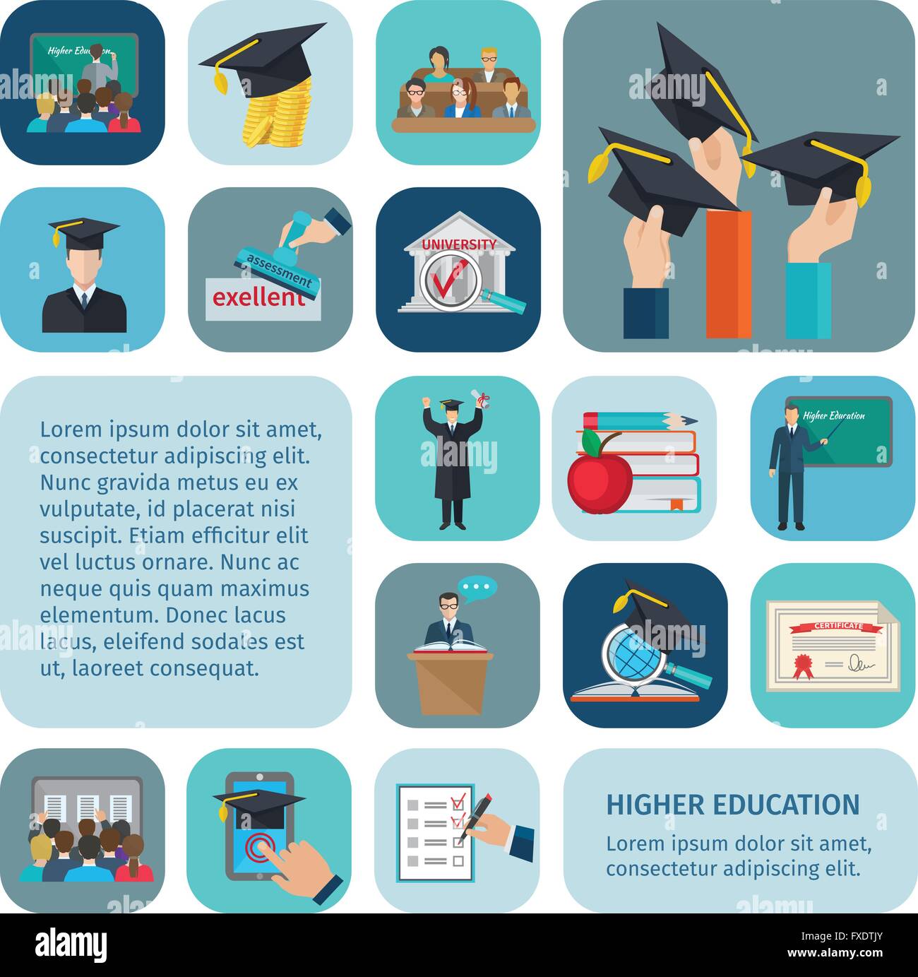 Higher Education Icons Flat Stock Vector Image & Art - Alamy