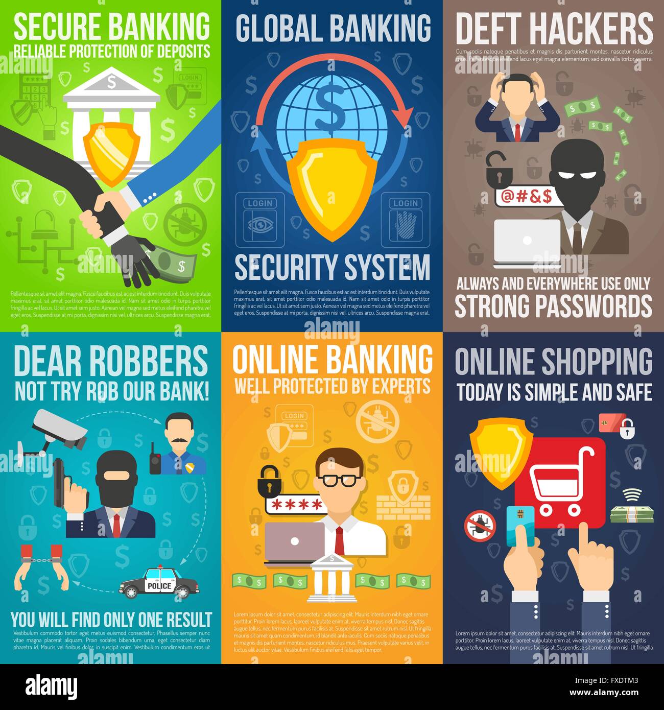 Bank Mini Poster Set Stock Vector Image & Art - Alamy