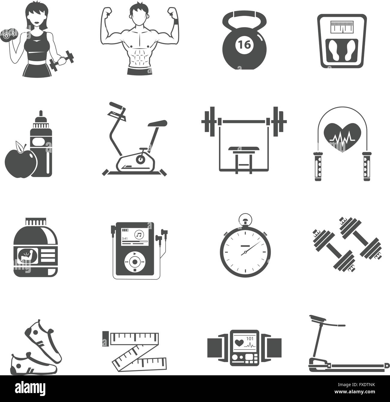 Gym Icon Black Set Stock Vector Image & Art - Alamy