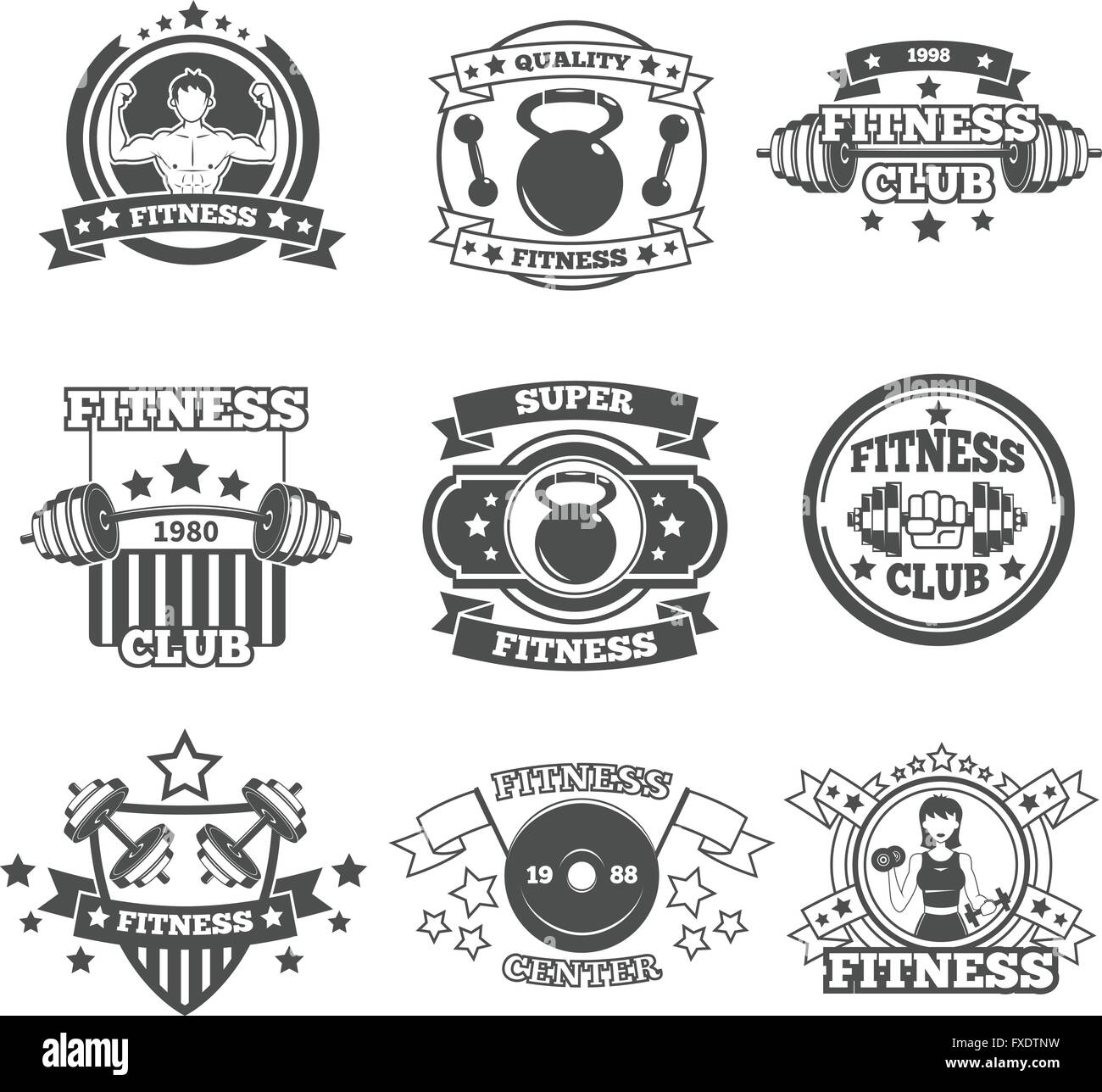 Gym Emblems Set Stock Vector Image & Art - Alamy