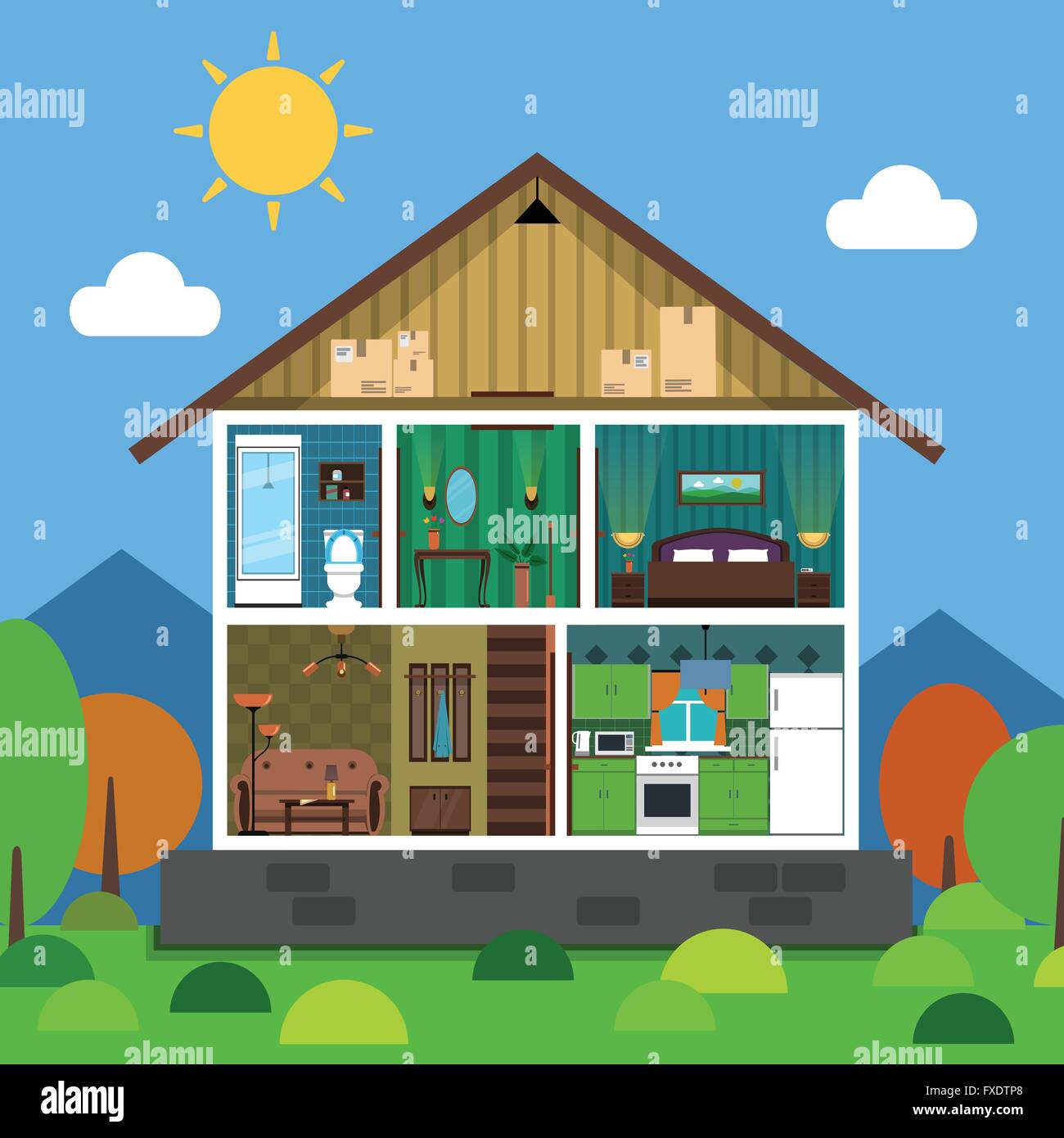 Interior House Illustration Stock Vector Image & Art - Alamy