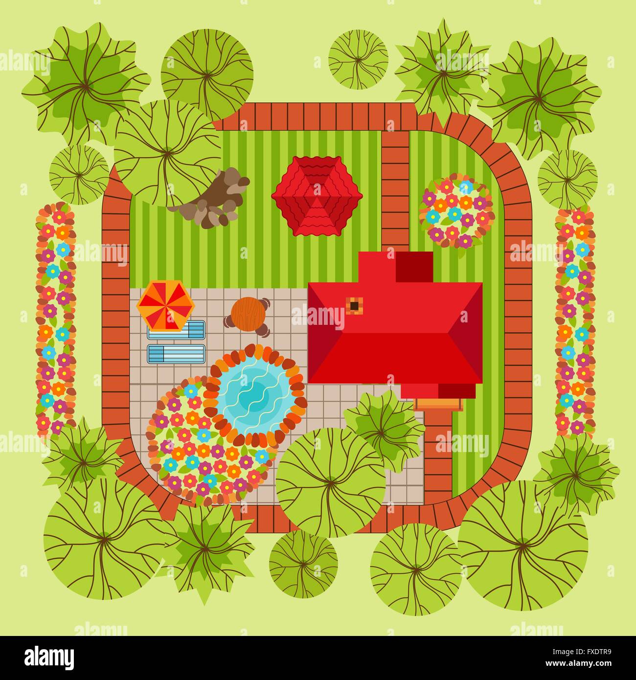 Landscape background brick building Stock Vector Images - Alamy