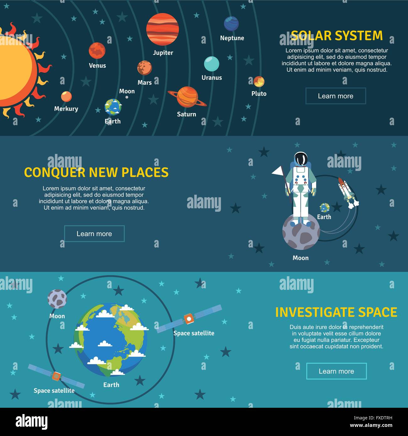 Solar system flat banners set Stock Vector Image & Art - Alamy