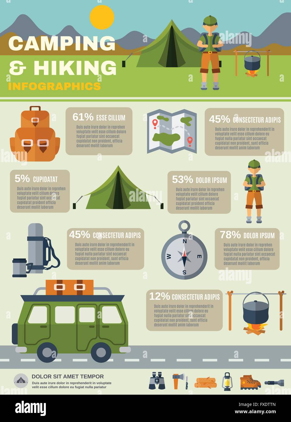 Camping Infographics Set Stock Vector Image & Art - Alamy