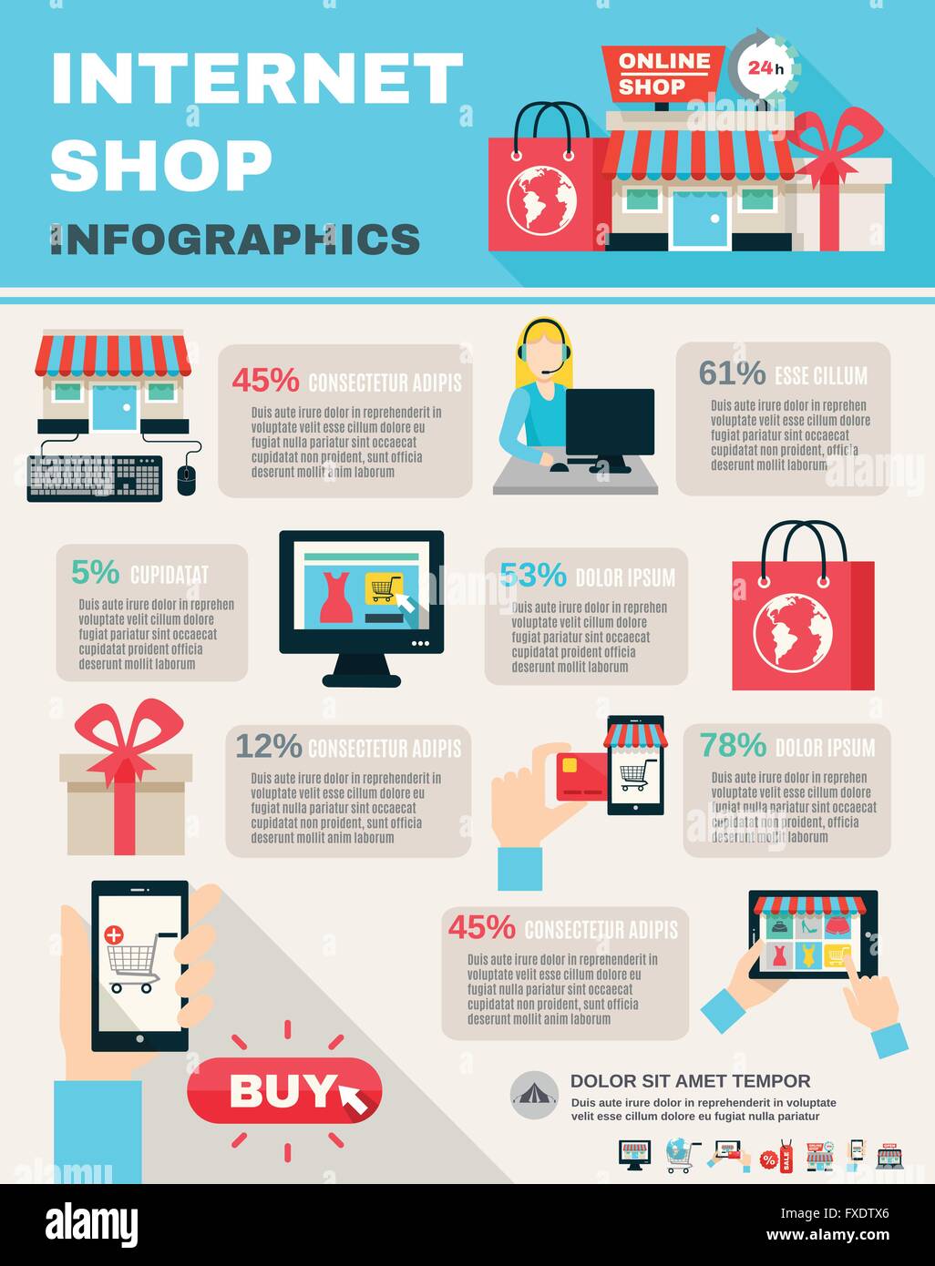 Internet Shopping Flat Infographic Stock Vector Image & Art - Alamy