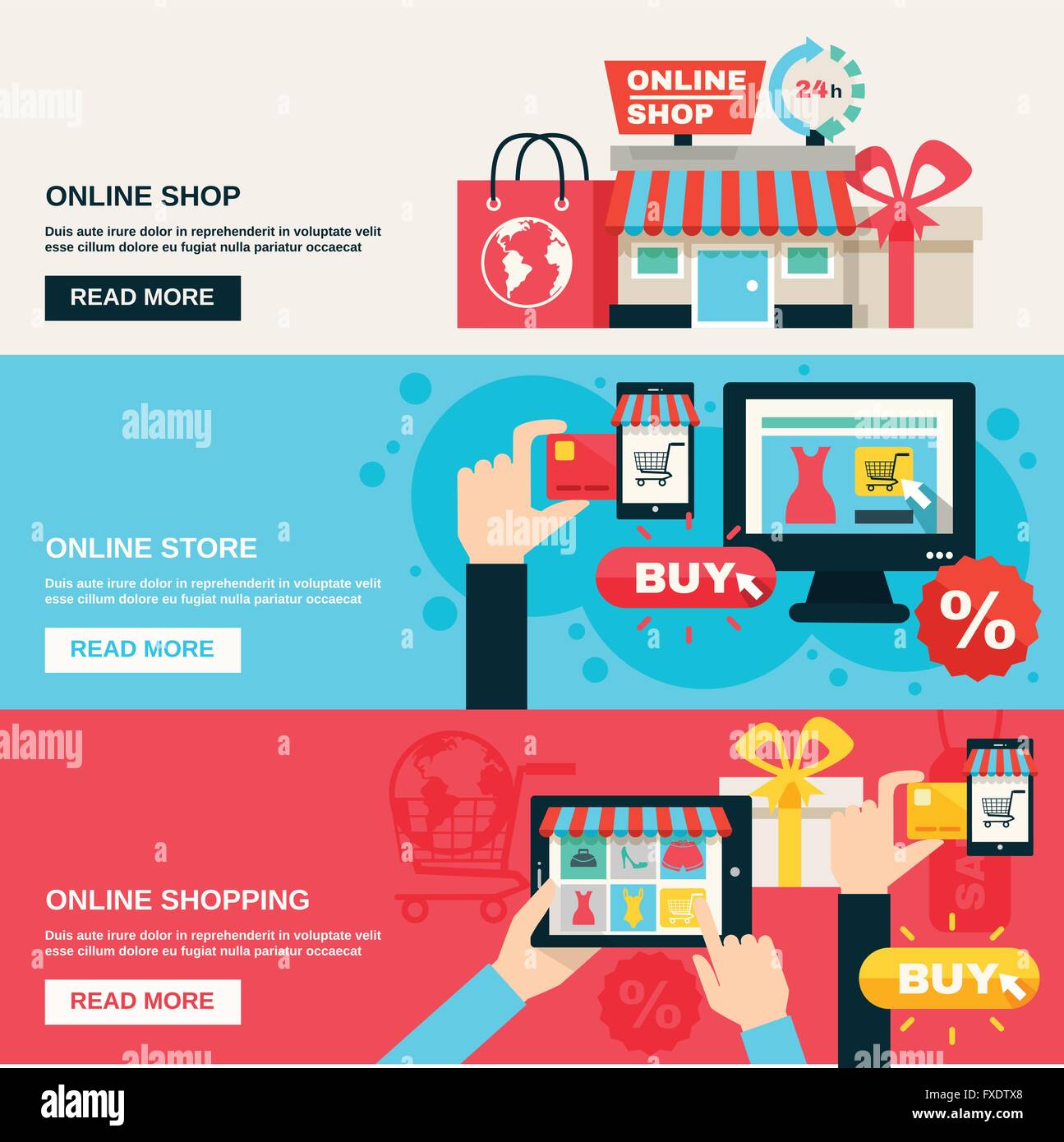 Web banner set online Stock Vector Images - Alamy