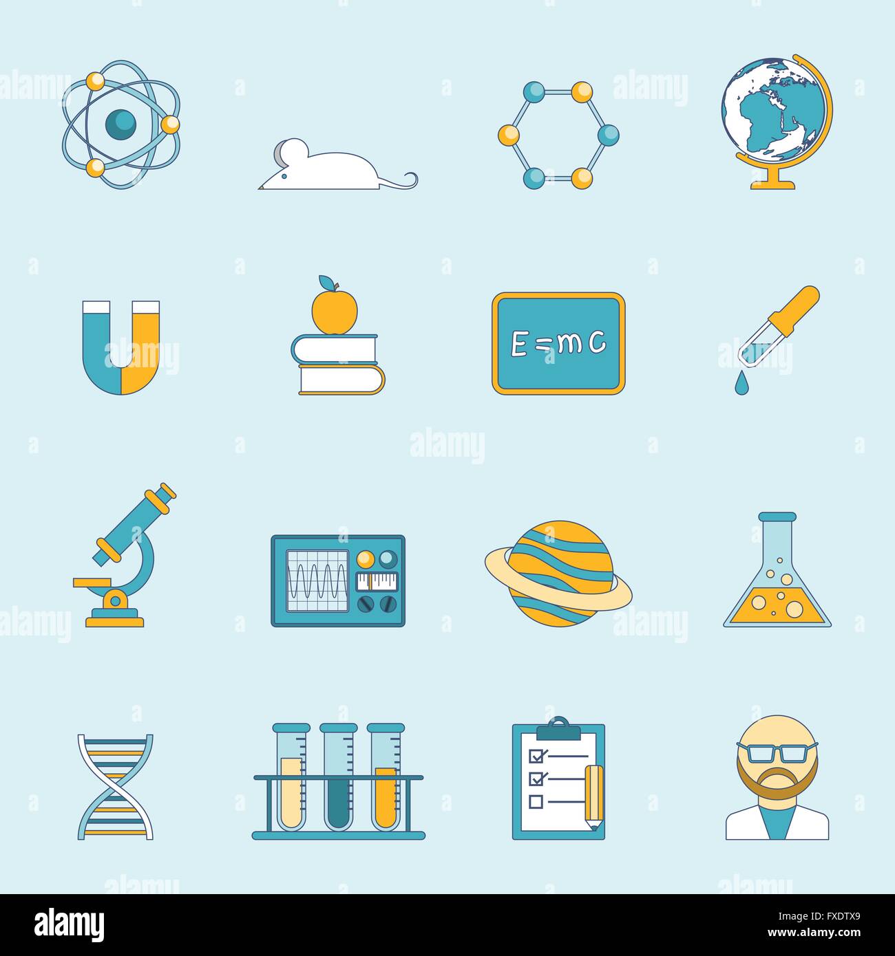 Science And Study Icon Set Stock Vector Image & Art - Alamy