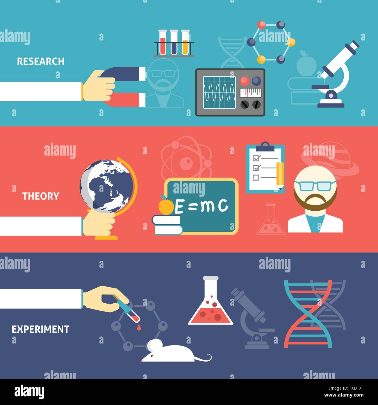Science Theory Banner Set Stock Vector Image & Art - Alamy