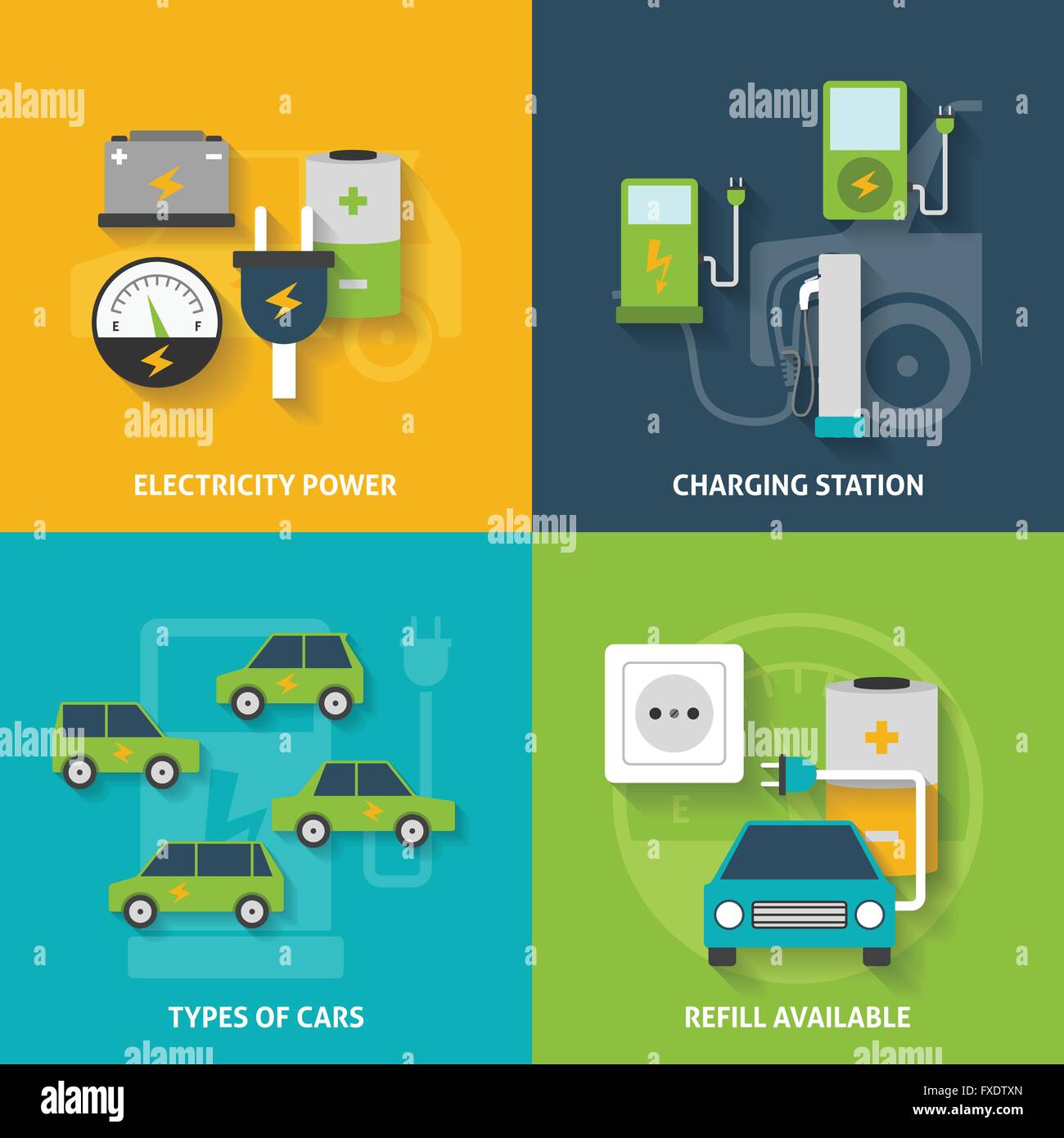 Electric Car Decorative Icon Set Stock Vector Image & Art - Alamy