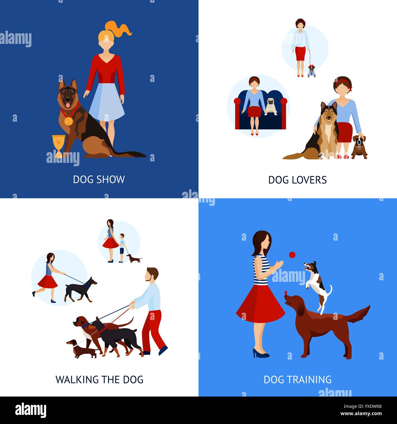 People With Dogs Set Stock Vector Image & Art - Alamy