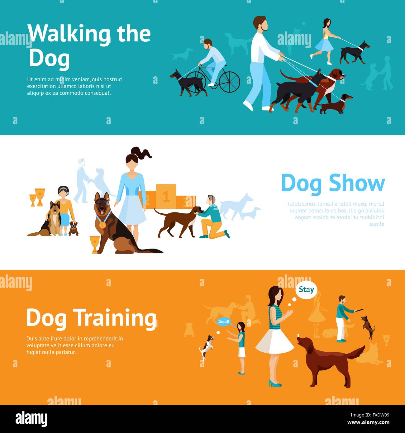 People With Dogs Banner Set Stock Vector Image & Art - Alamy