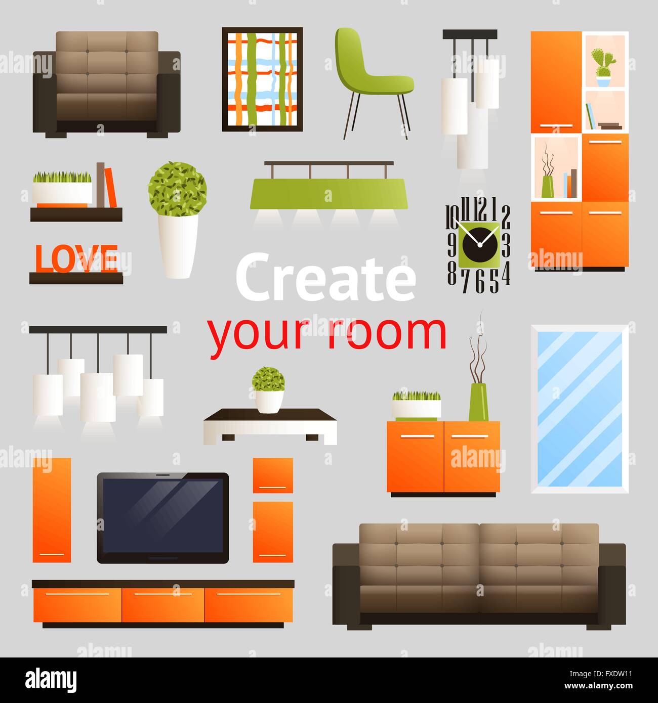 Furniture Objects Set Stock Vector Image & Art - Alamy