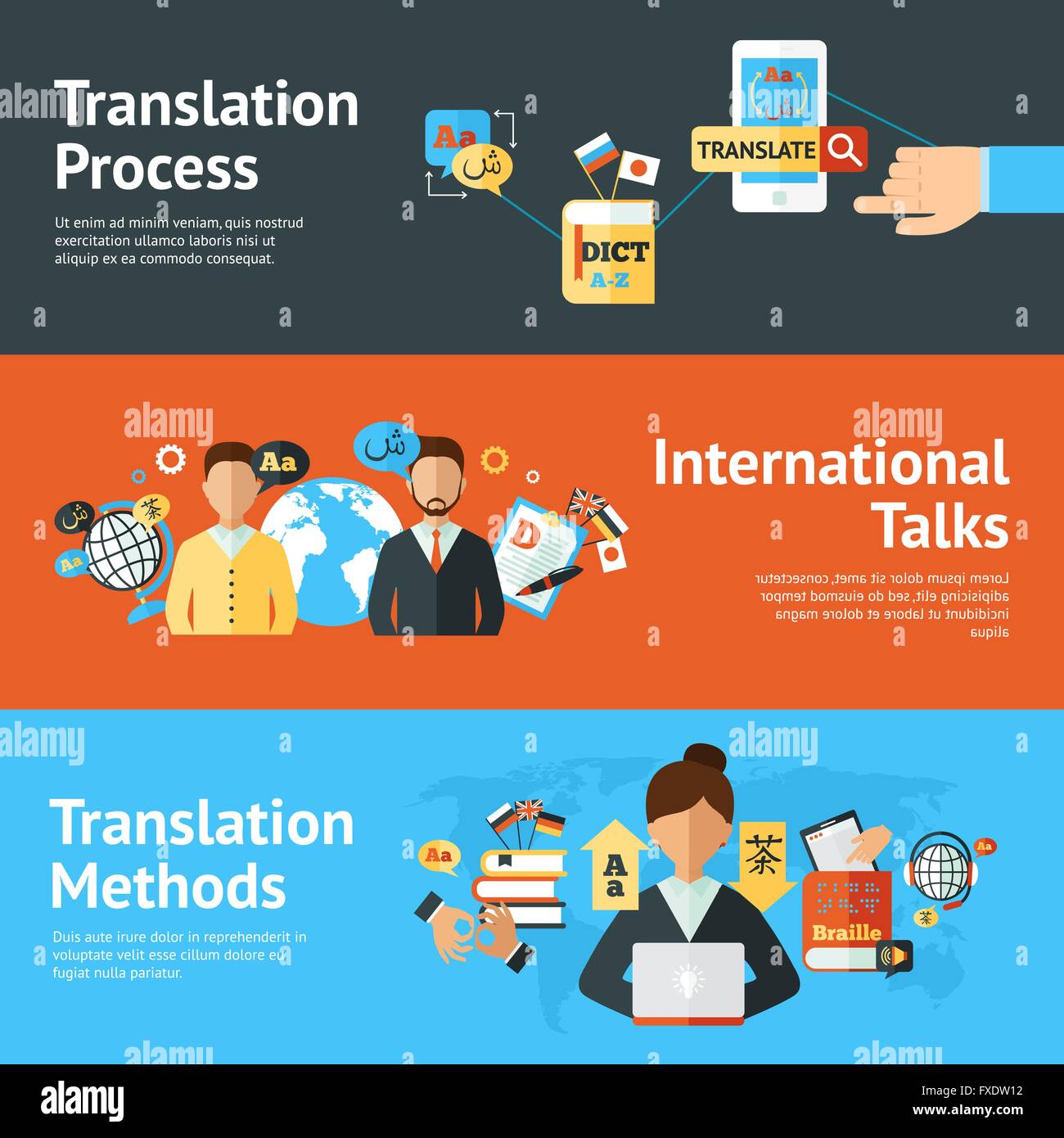 Language Translator Banner Set Stock Vector Image & Art - Alamy