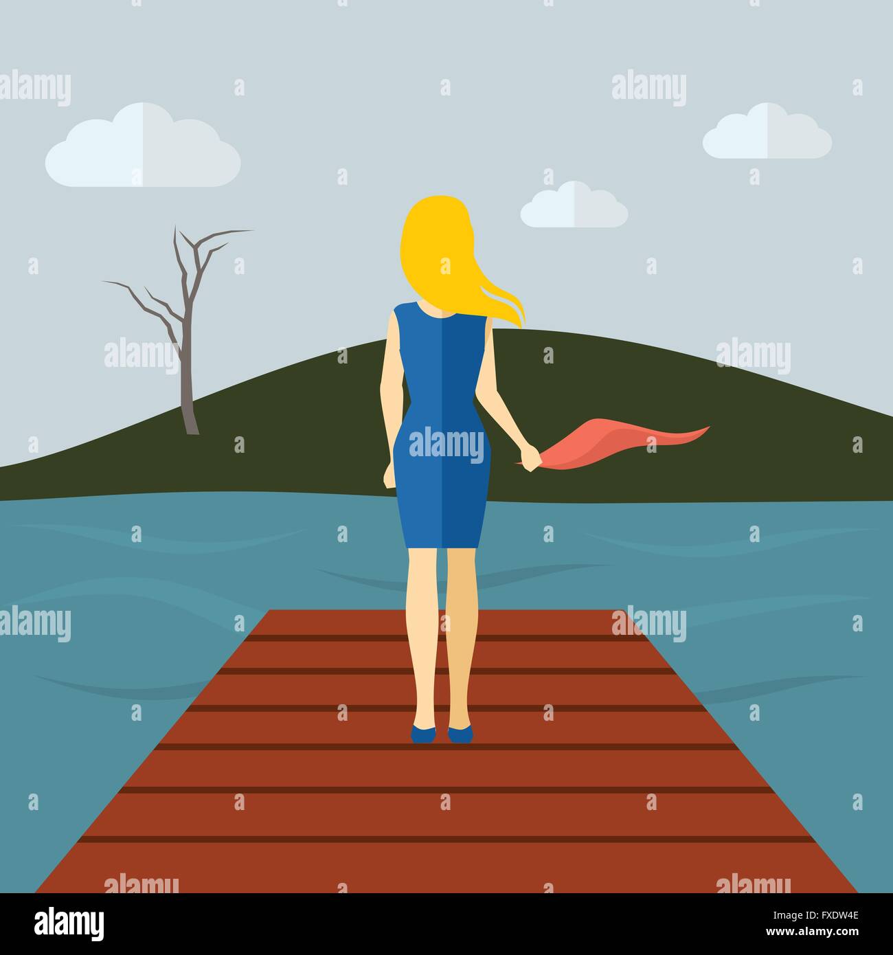 Lonely Girl Flat Stock Vector Image & Art - Alamy