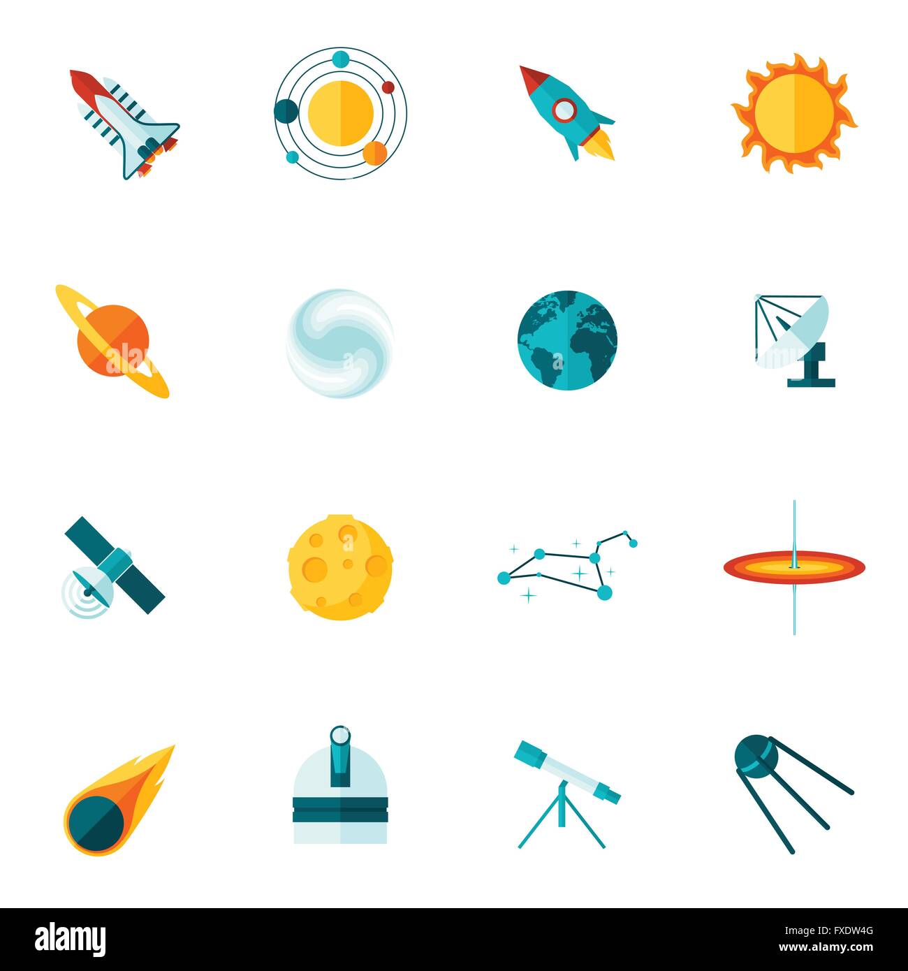 Space Universe Flat Icon Set Stock Vector Image & Art - Alamy