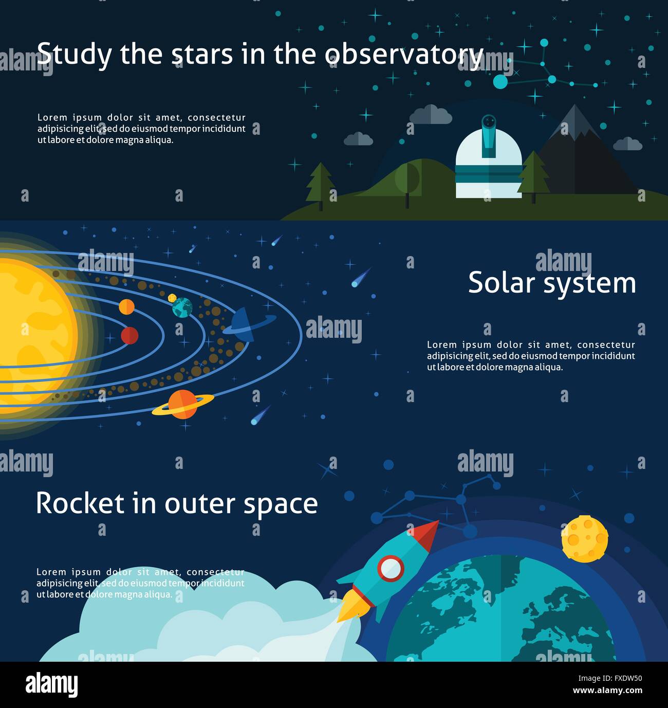 Space And Universe Banner Set Stock Vector Image & Art - Alamy