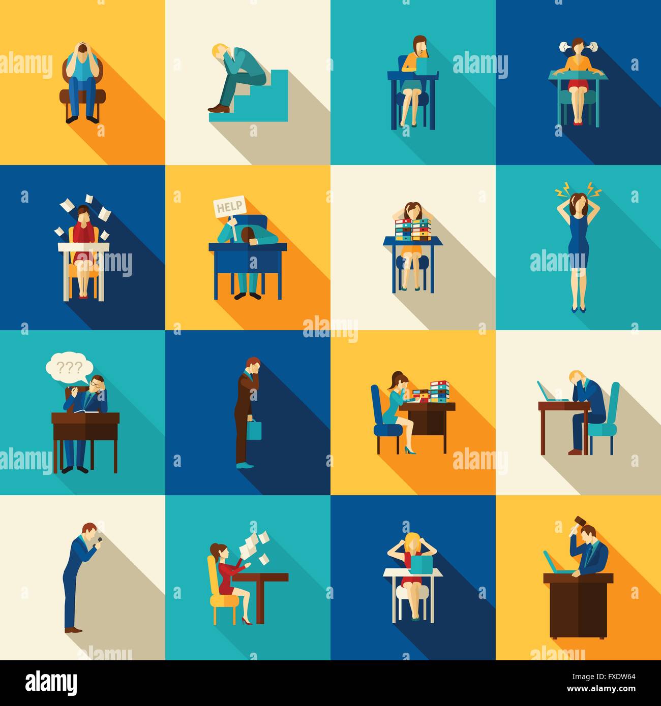 Frustration Icons Flat Set Stock Vector Image & Art - Alamy