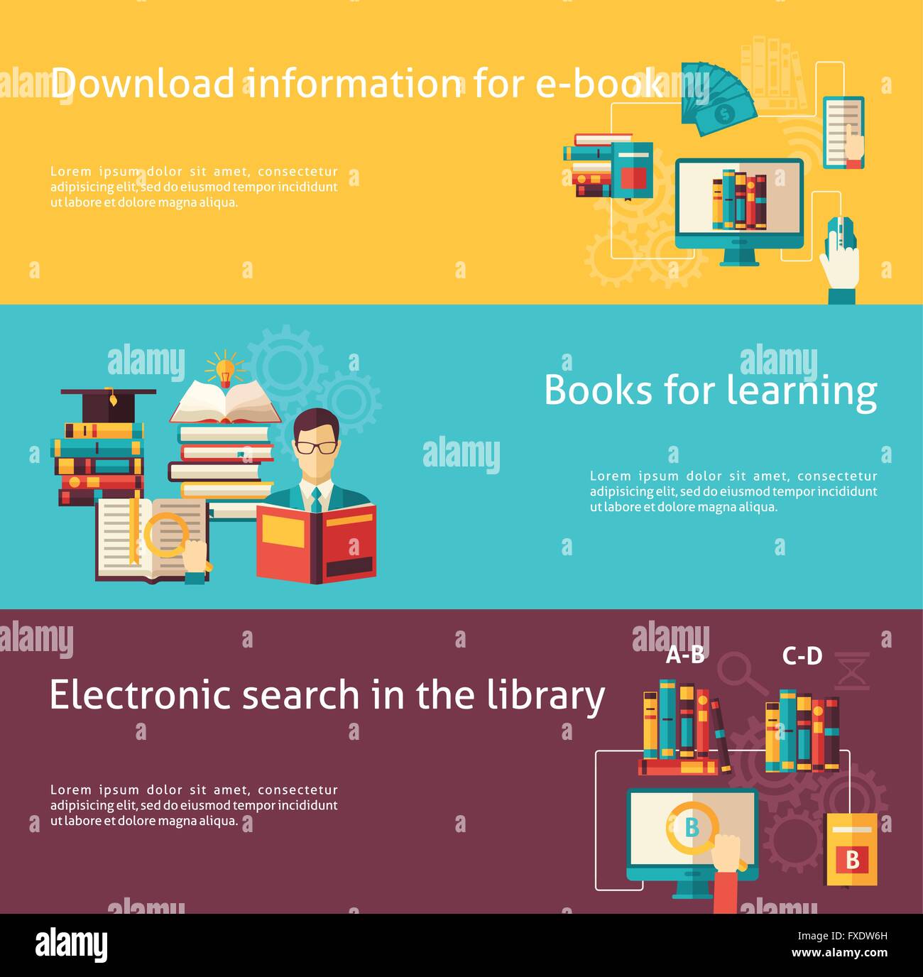 Books Flat Banner Set Stock Vector Image & Art - Alamy