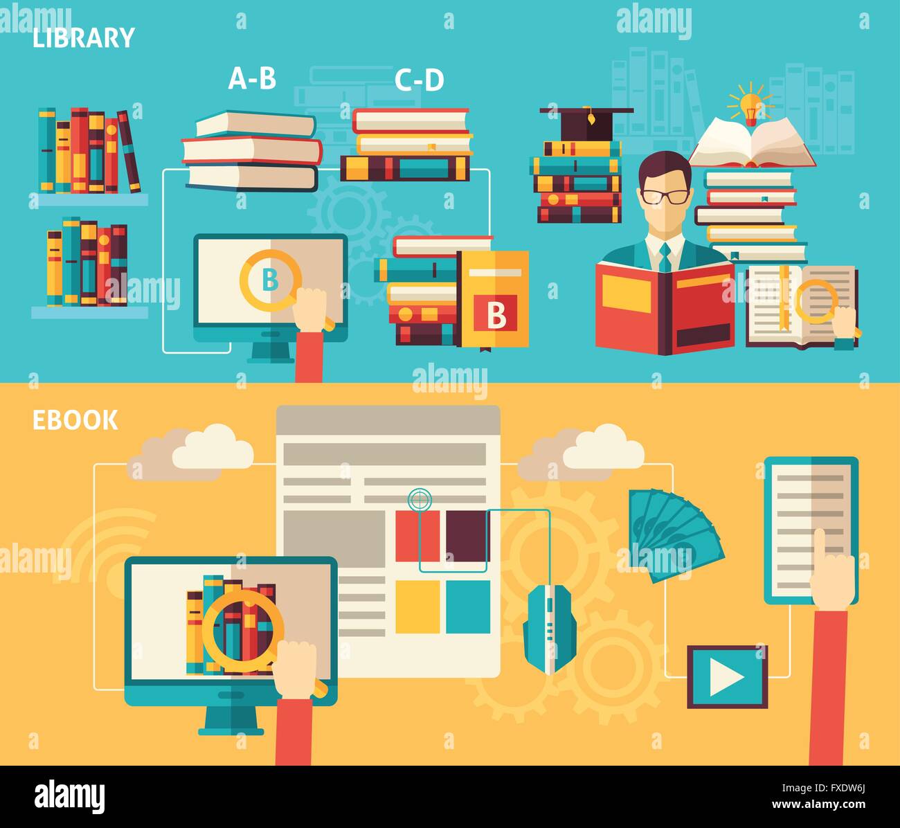 Electronic reference library Stock Vector Images - Alamy