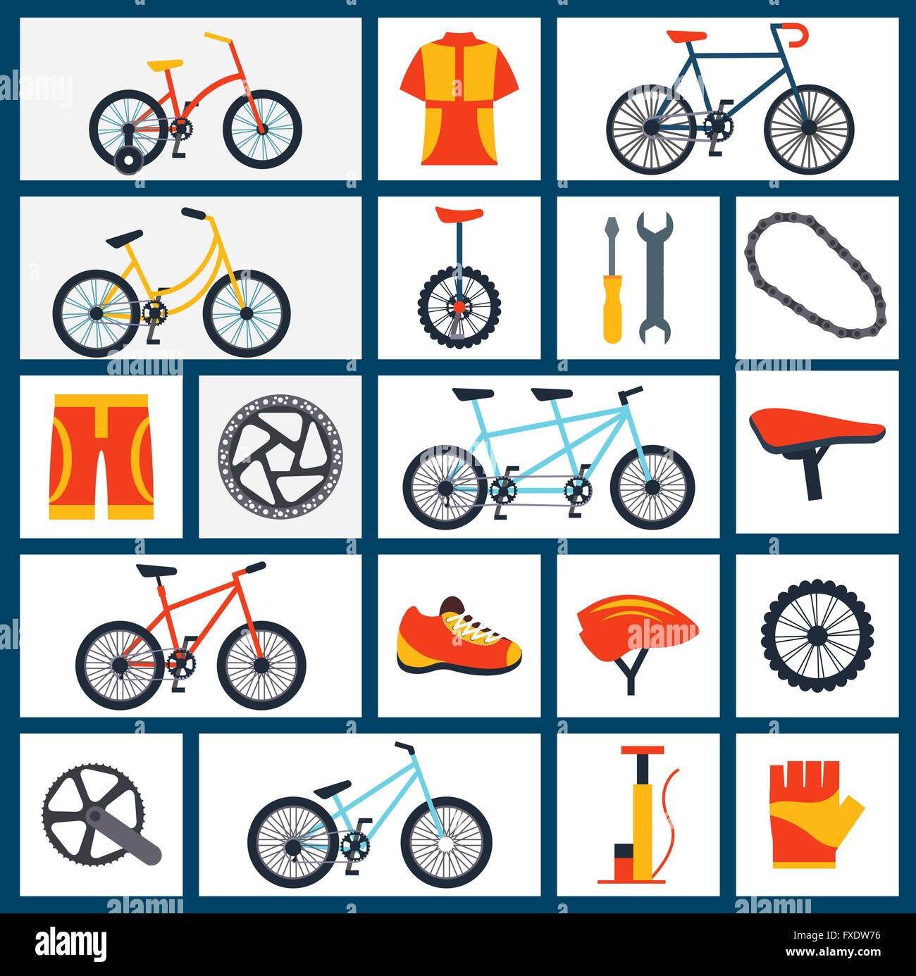 Bicycle accessories flat icons set Stock Vector Image & Art - Alamy