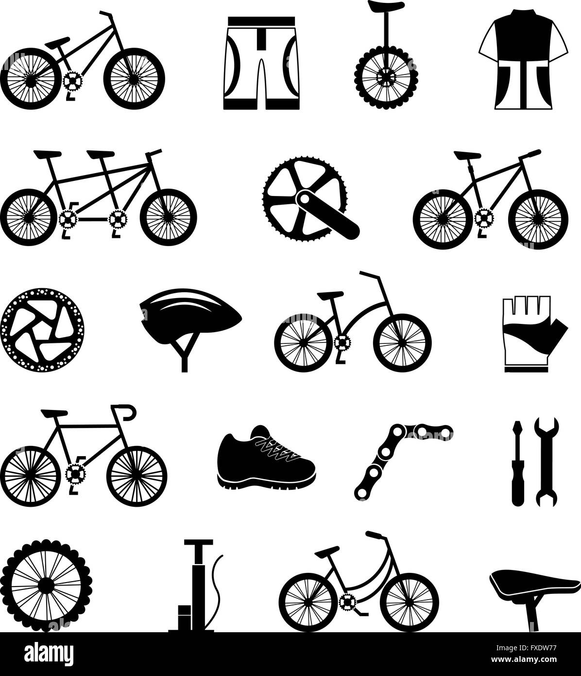Bicycle accessories black icons set Stock Vector Image & Art - Alamy