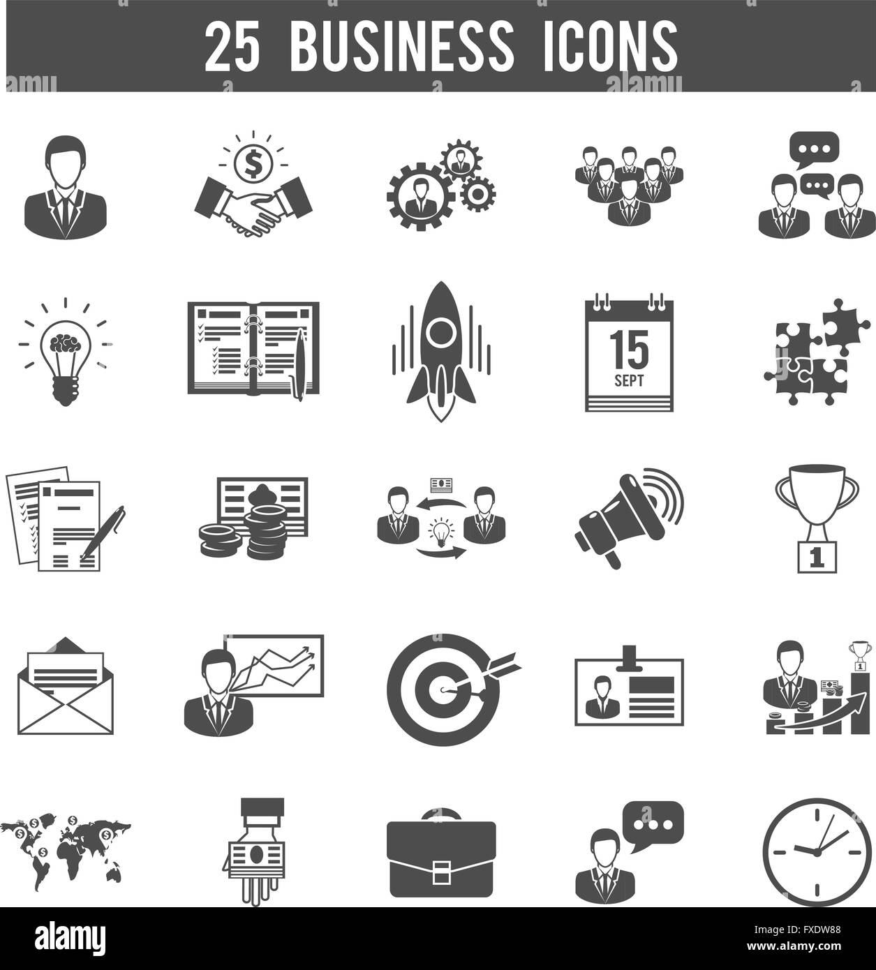Startup icons set collection Black and White Stock Photos & Images - Alamy