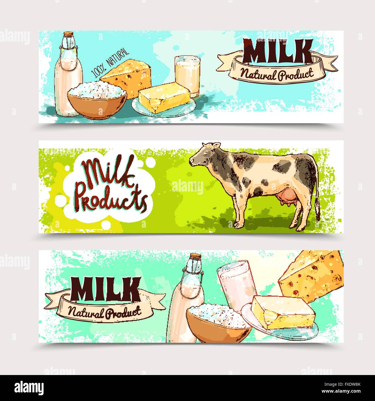 Milk Products Banner Set Stock Vector Image & Art - Alamy