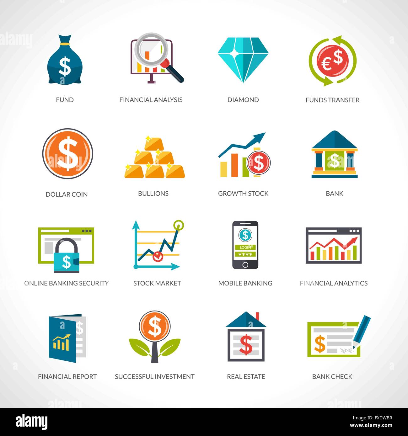 Financial Analysis Icons Set Stock Vector Image & Art - Alamy