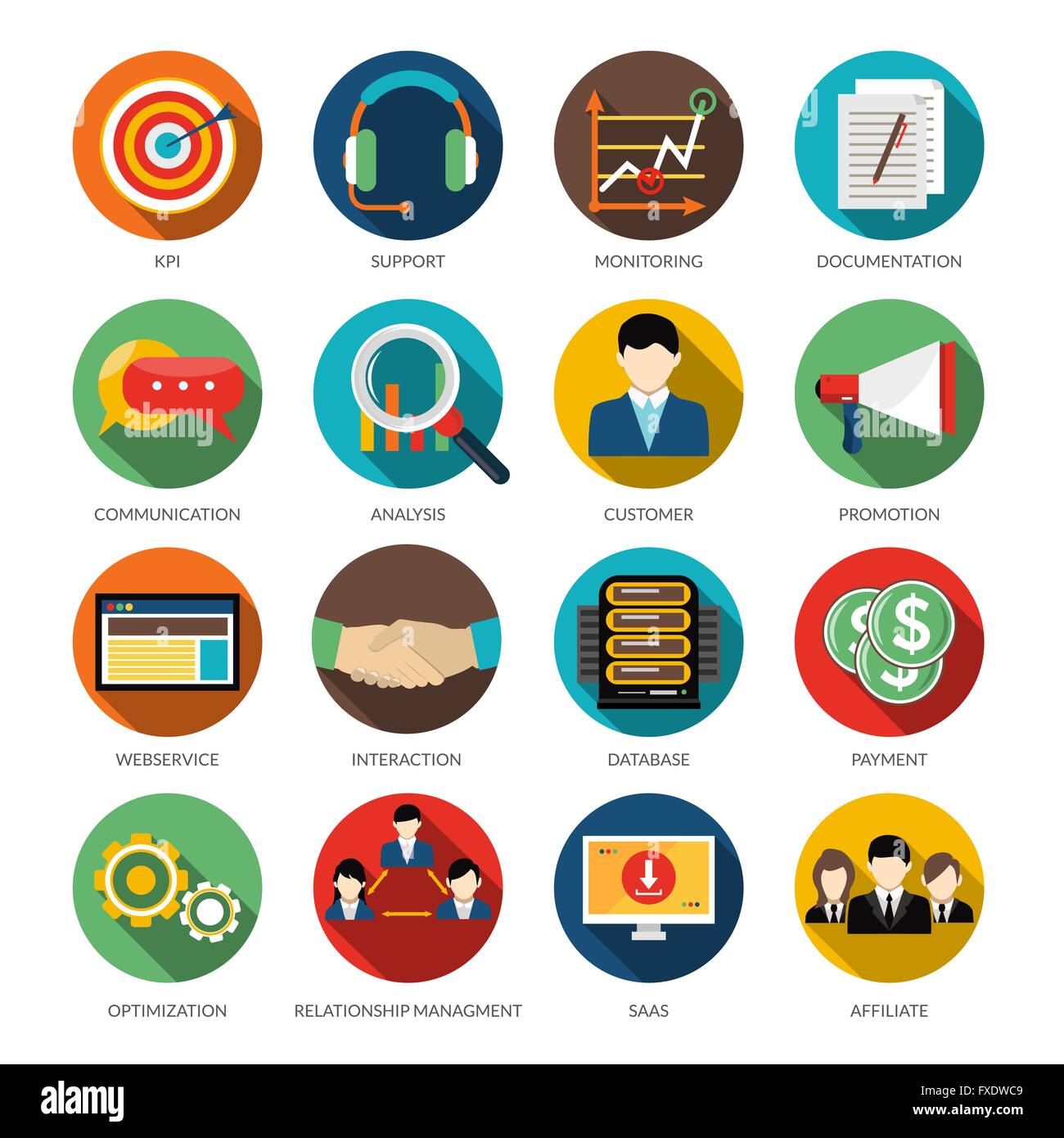 CRM Round Icons Set Stock Vector Image & Art - Alamy