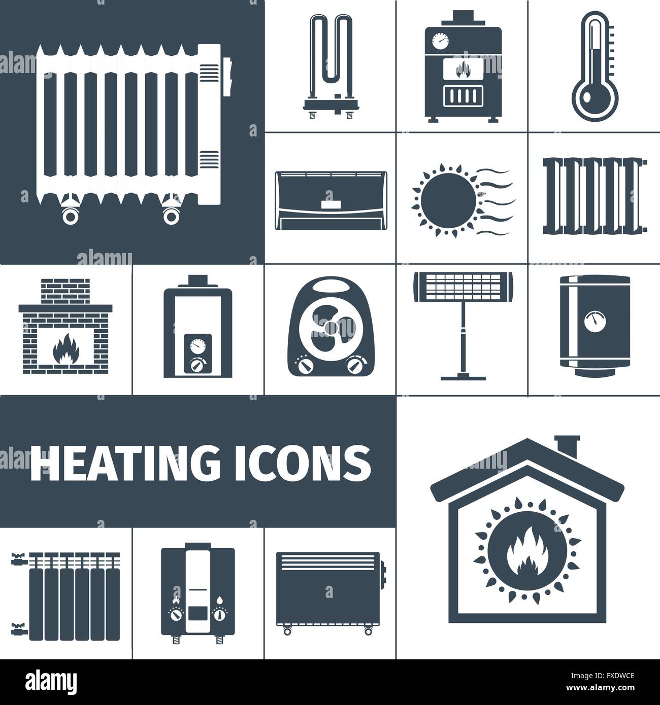 Heating flat icon set Stock Vector Images - Alamy
