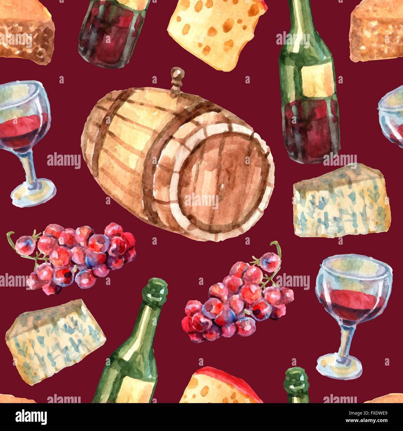 Wine Watercolor Seamless Pattern Stock Vector Image & Art - Alamy