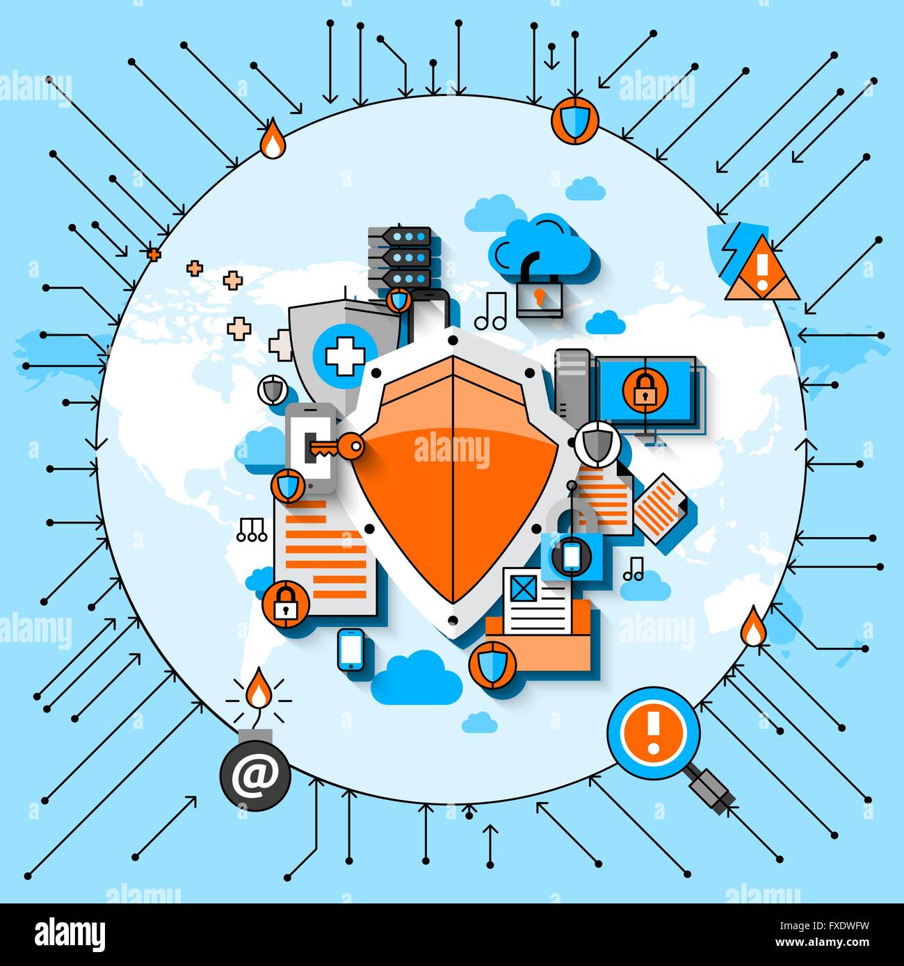 Data Security Line Concept Stock Vector Image & Art - Alamy