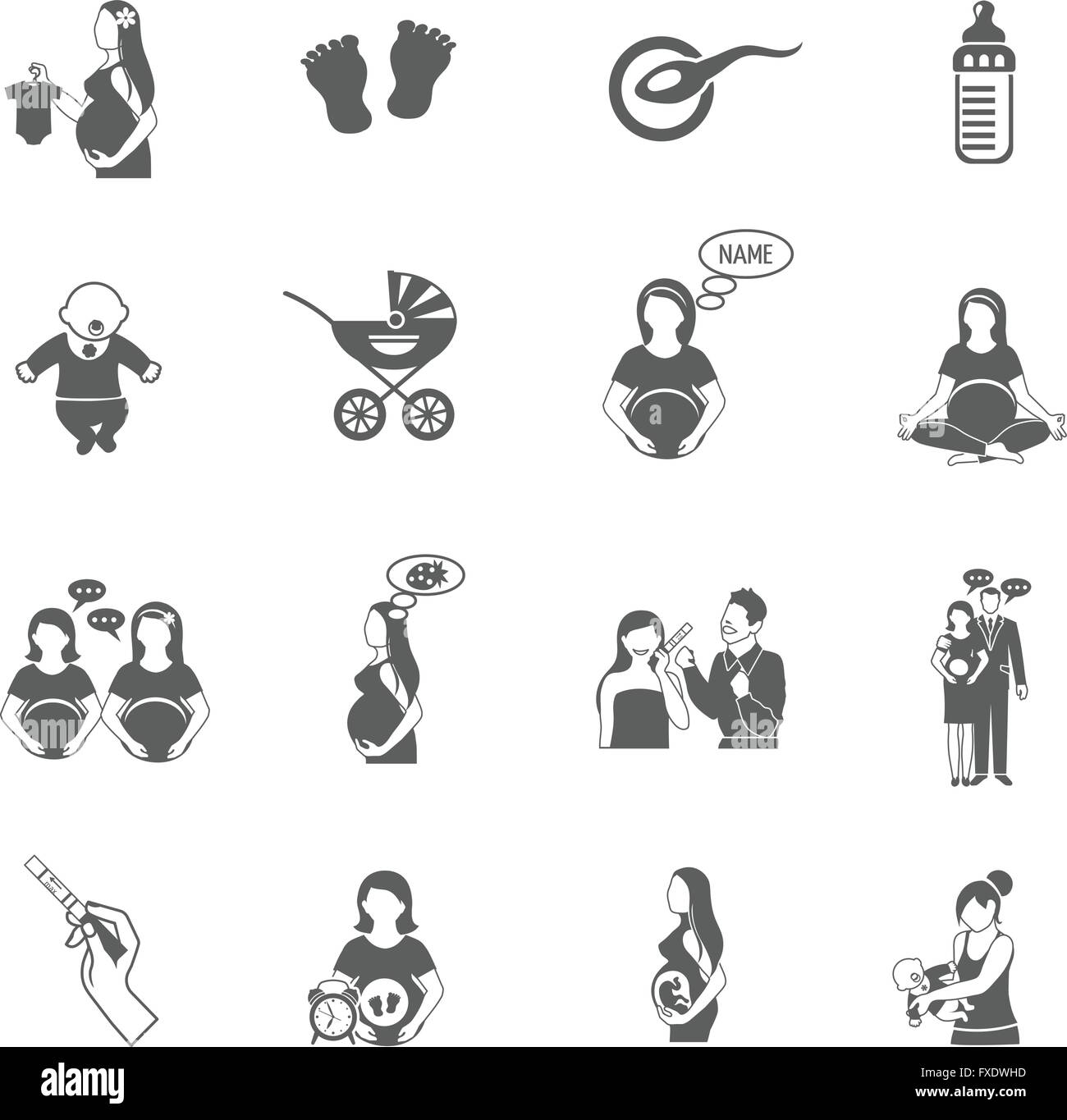 Pregnancy Black Icon Set Stock Vector Image & Art - Alamy