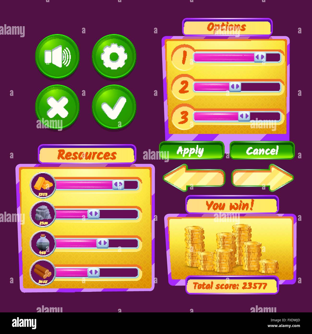 Game Interface Icons Stock Vector Image & Art - Alamy