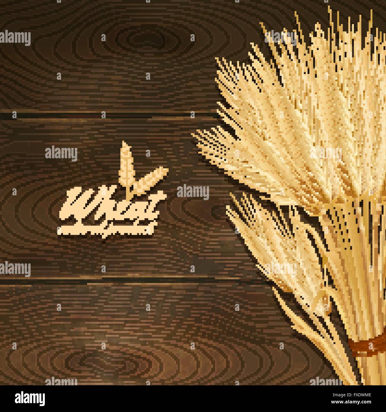 Wood Table With Wheat Stock Vector Images - Alamy