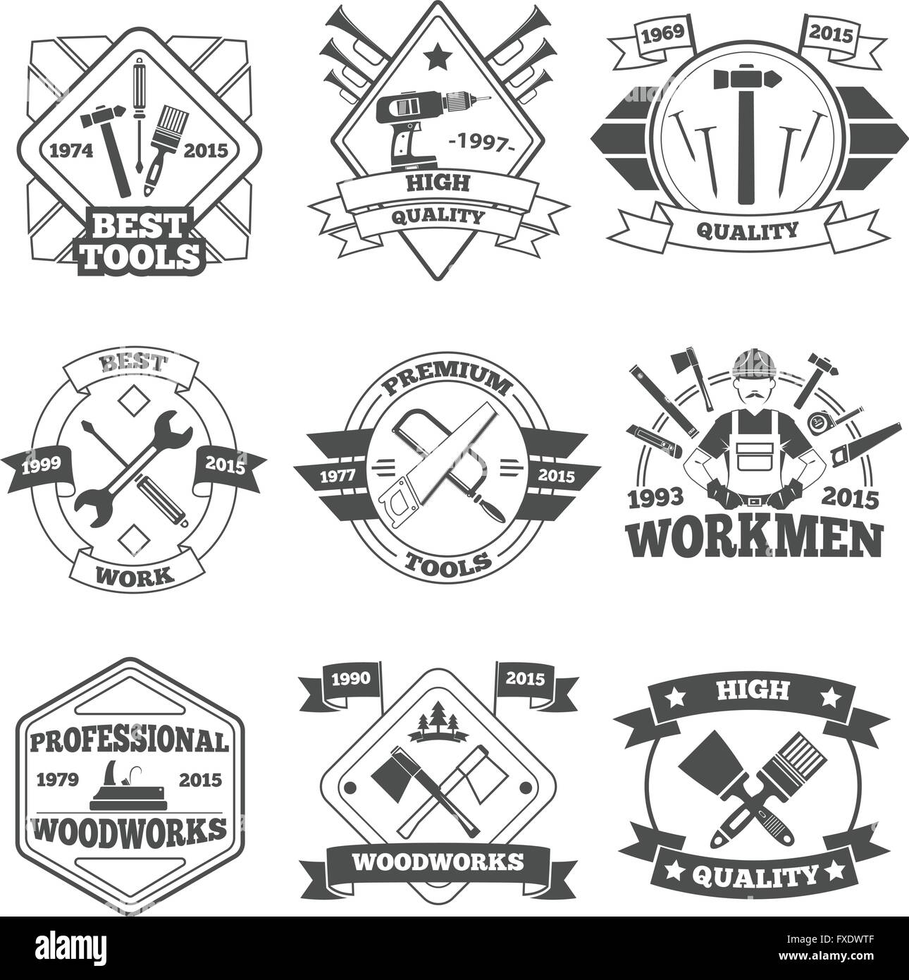 Work Tools Label Set Stock Vector Image & Art - Alamy