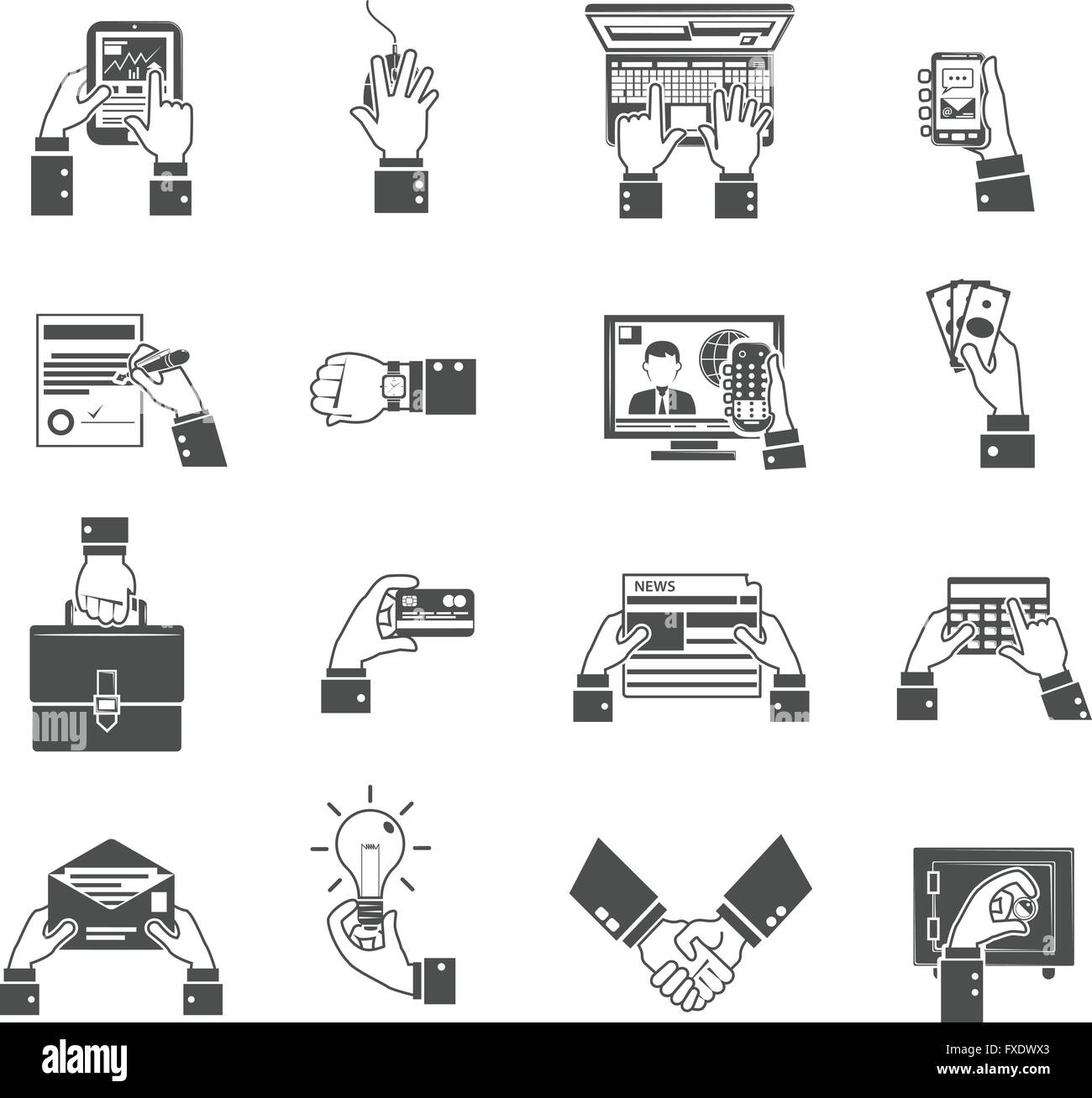 Business Hands Icons Black Stock Vector Image & Art - Alamy