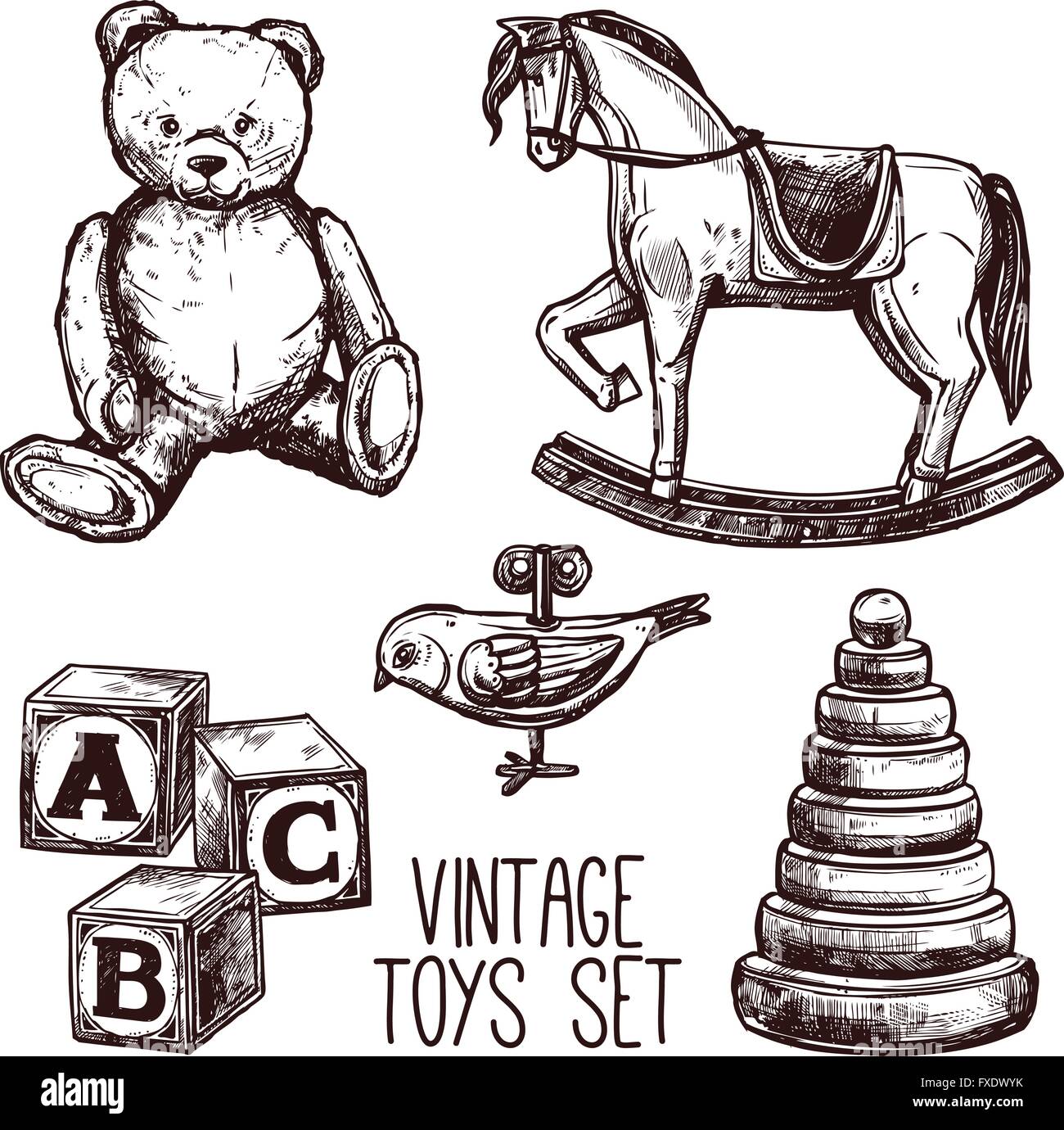 Collection of soft toys Stock Vector Images - Alamy