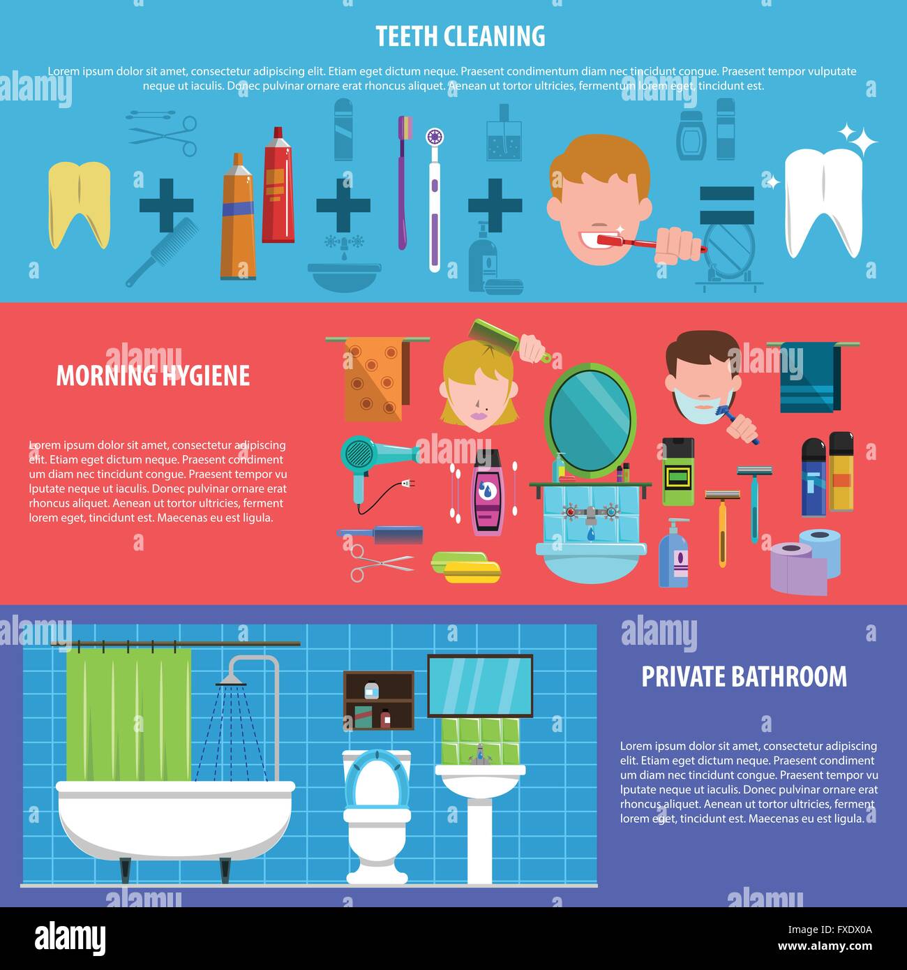 Personal care flat horizontal banners set Stock Vector Image & Art - Alamy