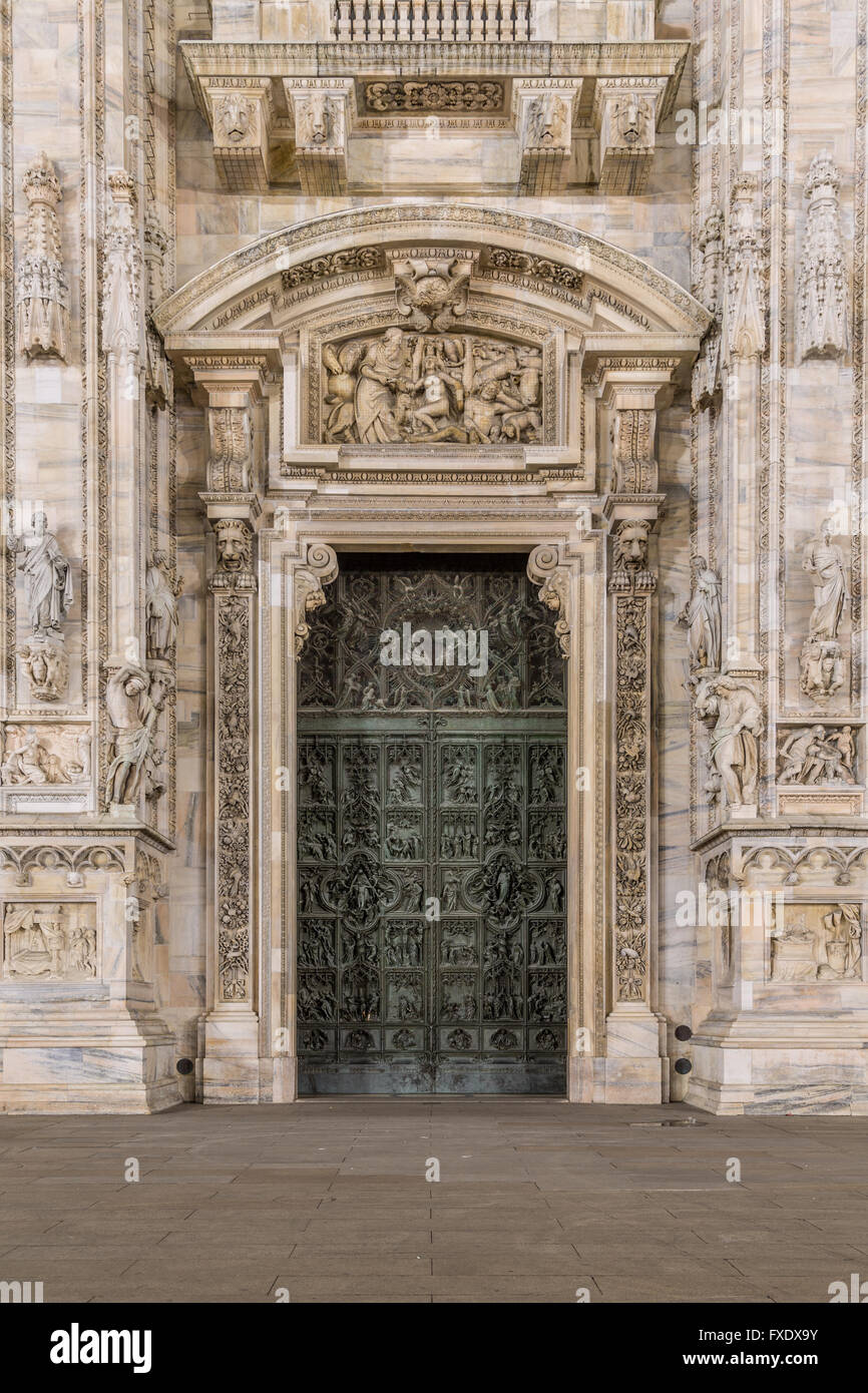 Entrance of Milan Cathedral, Piazza del Duomo, Milan, Italy Stock Photo ...