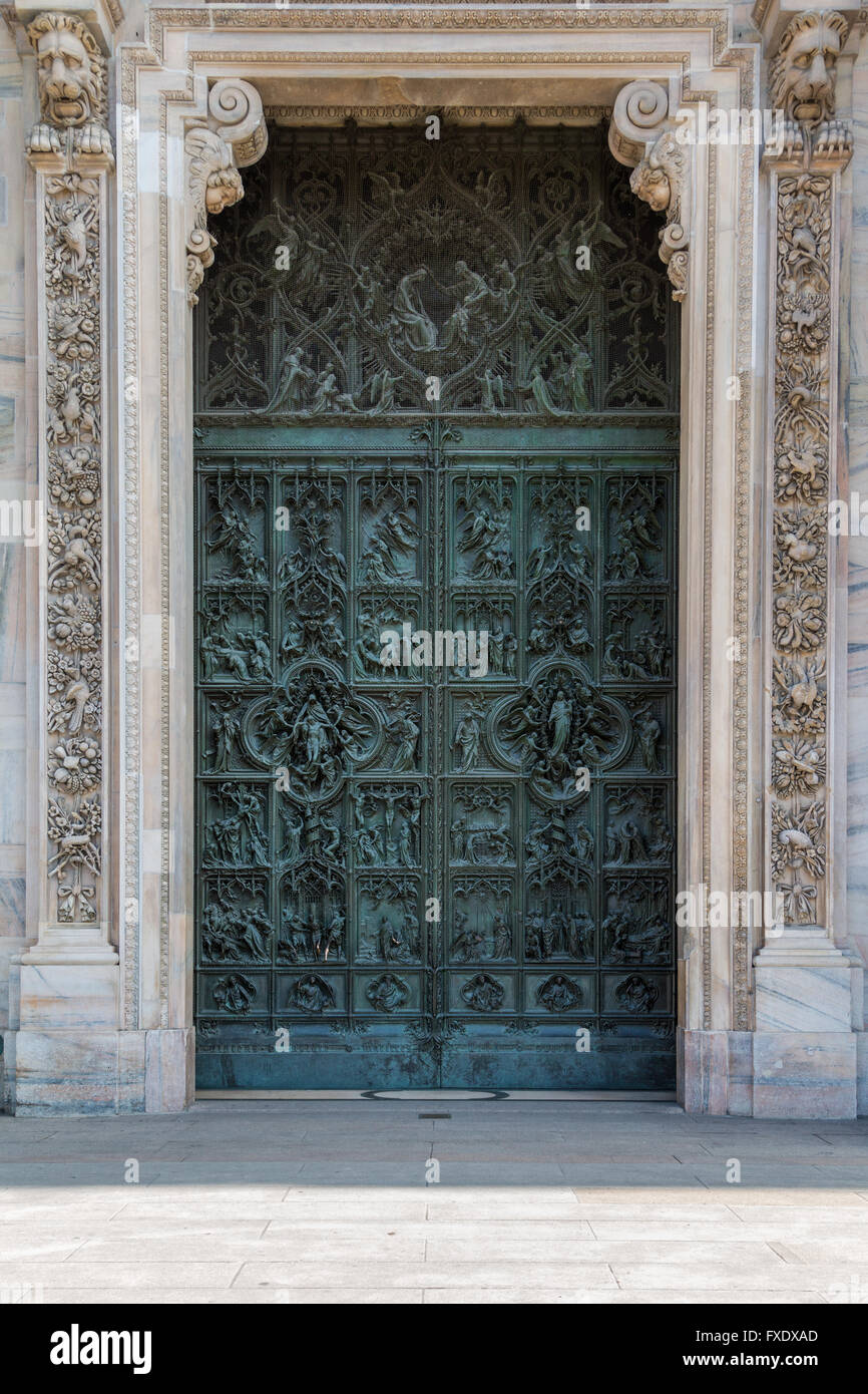 Entrance of Milan Cathedral, Piazza del Duomo, Milan, Italy Stock Photo ...