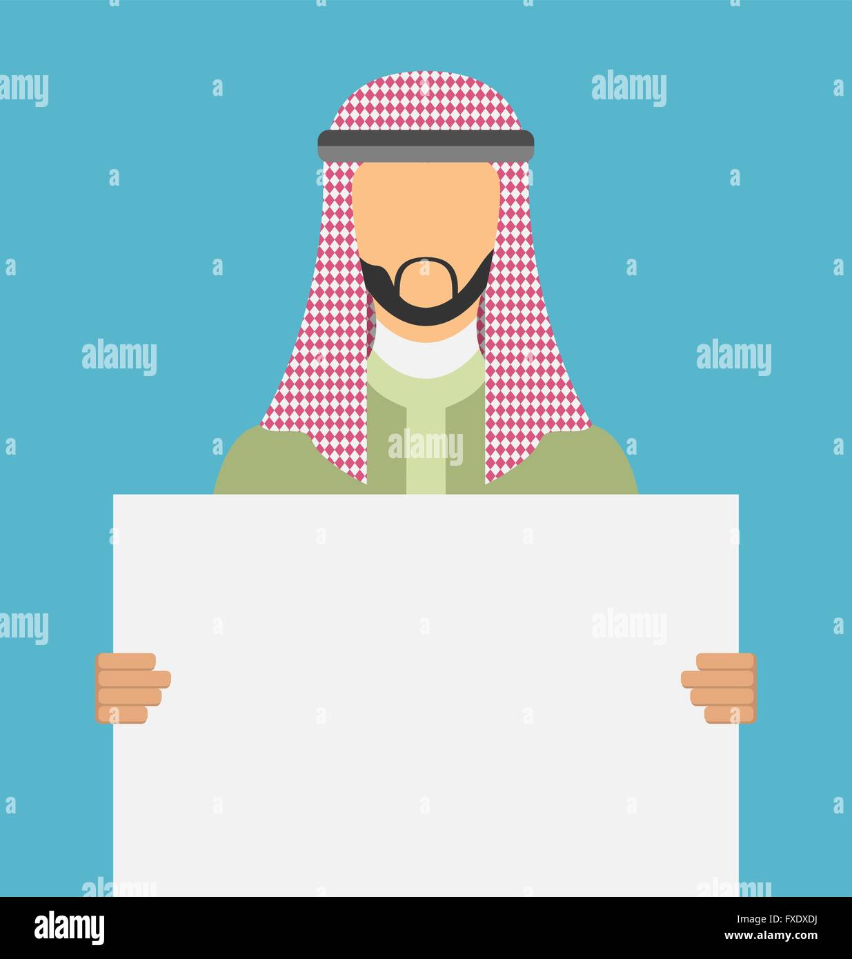Arabic Man Holding a Blank Horizontal Banner Stock Vector Image & Art ...