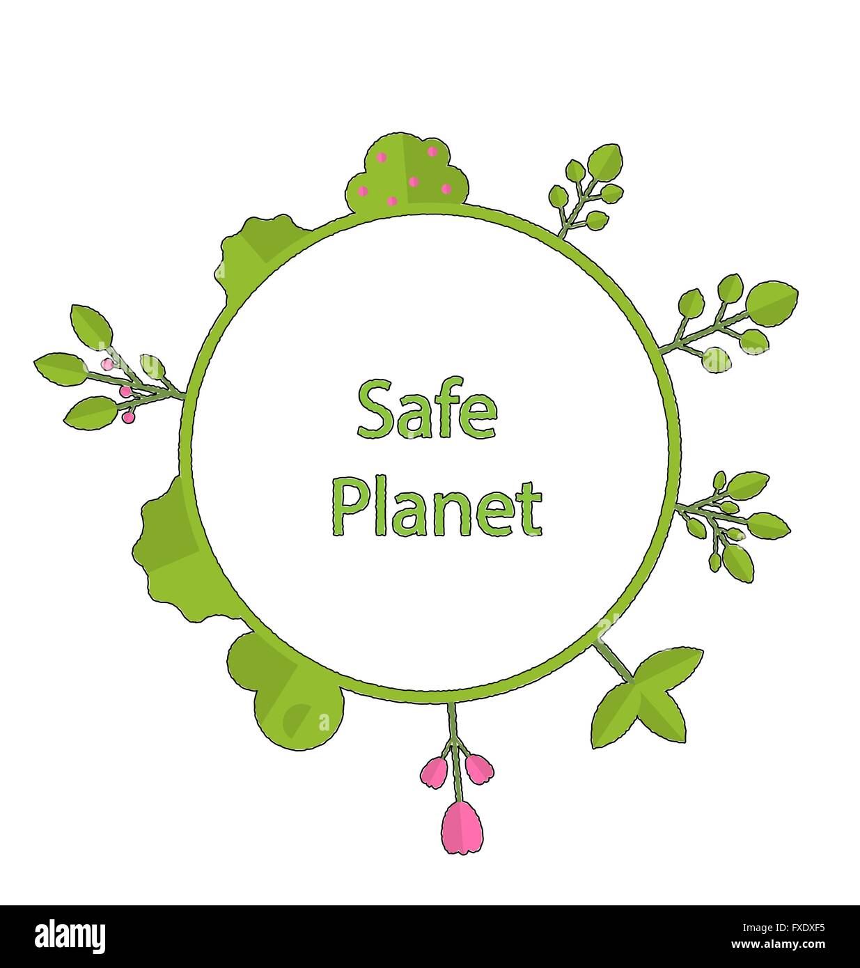 Frame form circle green earth plant flower cry safe planet Stock Vector ...