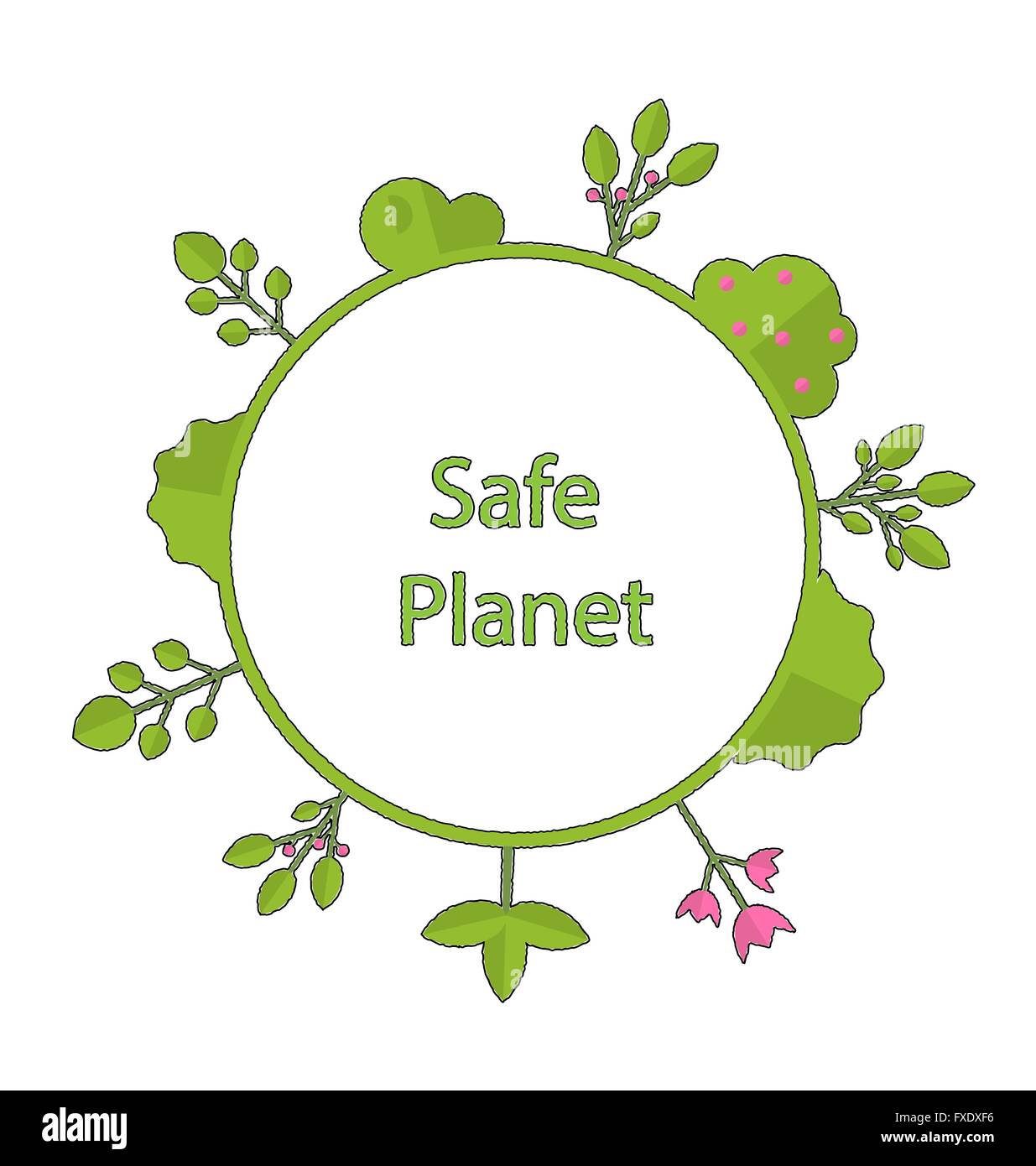 Frame form circle green earth plant flower cry safe planet Stock Vector ...