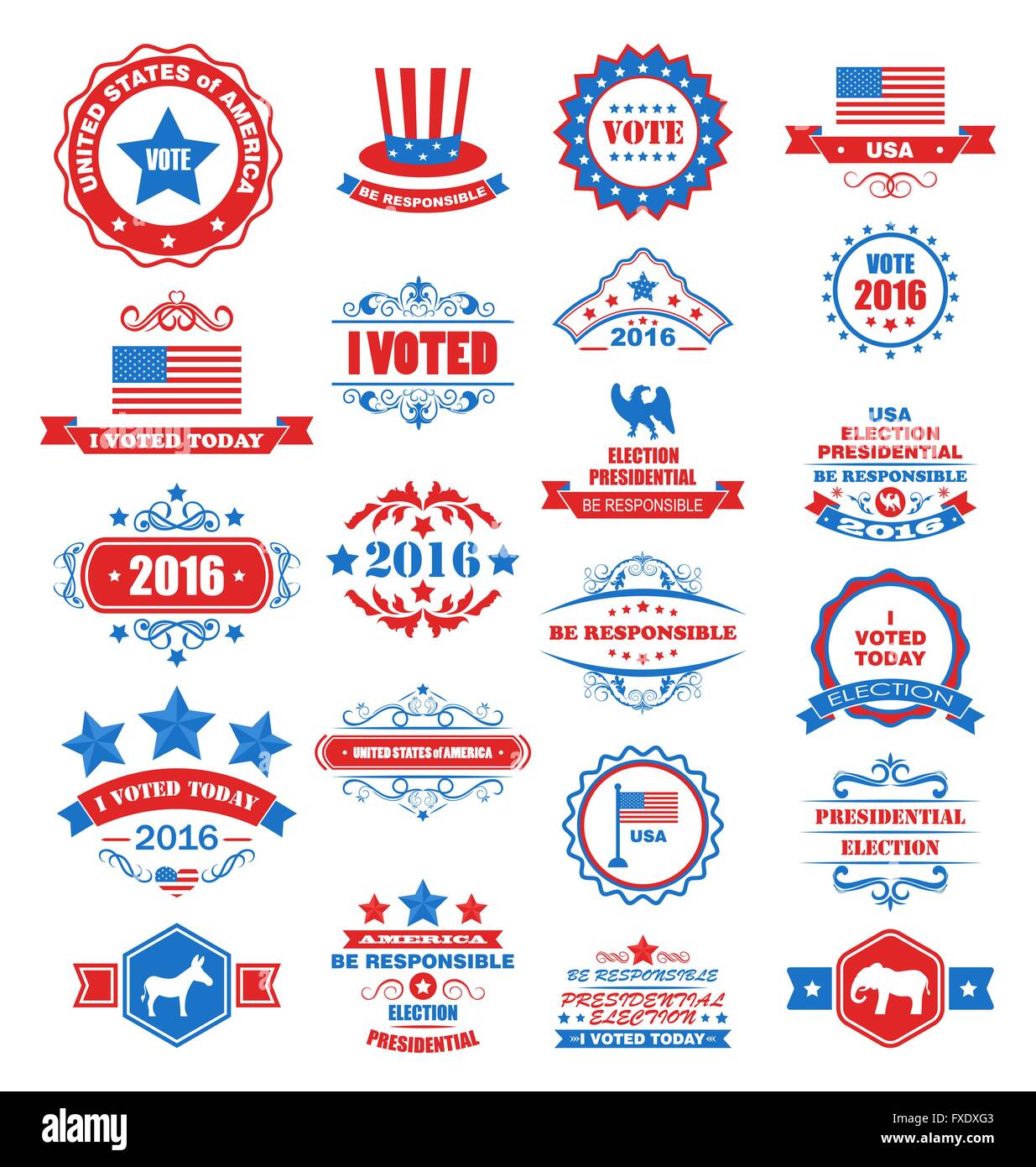 Objects and Symbols for Vote of USA Stock Vector Image & Art - Alamy