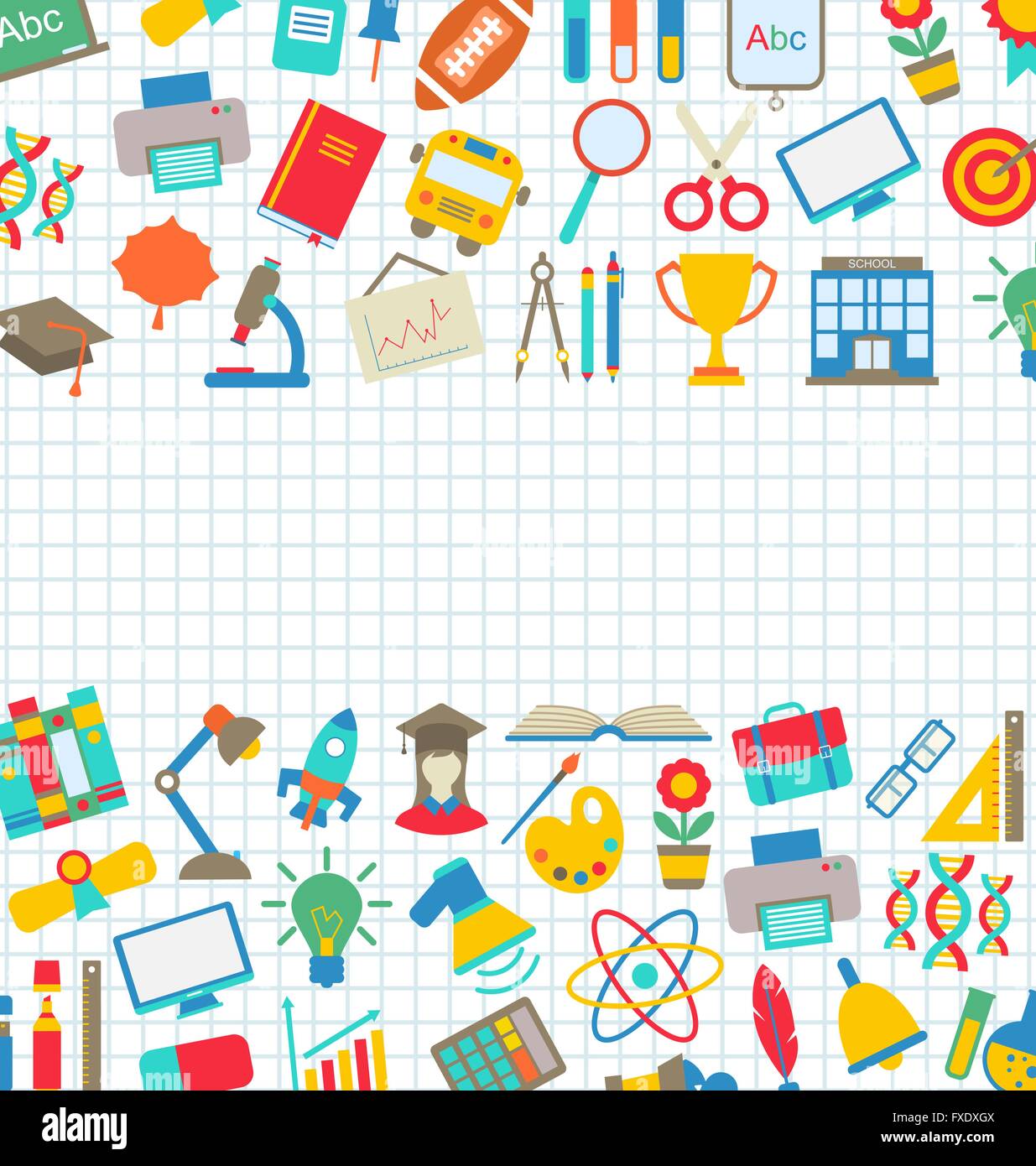 Collection of School Colorful Icons, Wallpaper for School Stock Vector ...