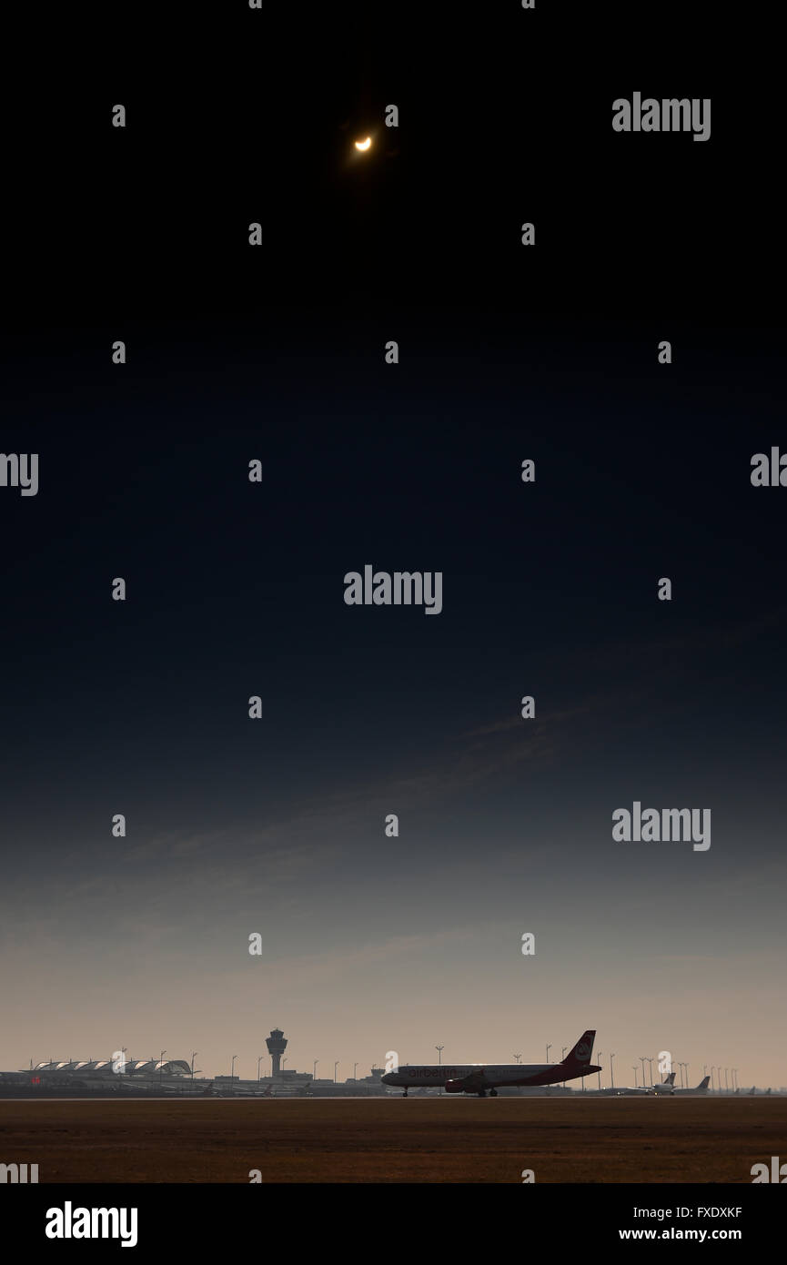 Eclipse, Terminal 1 with Tower, Airport Munich, Munich, Upper Bavaria ...